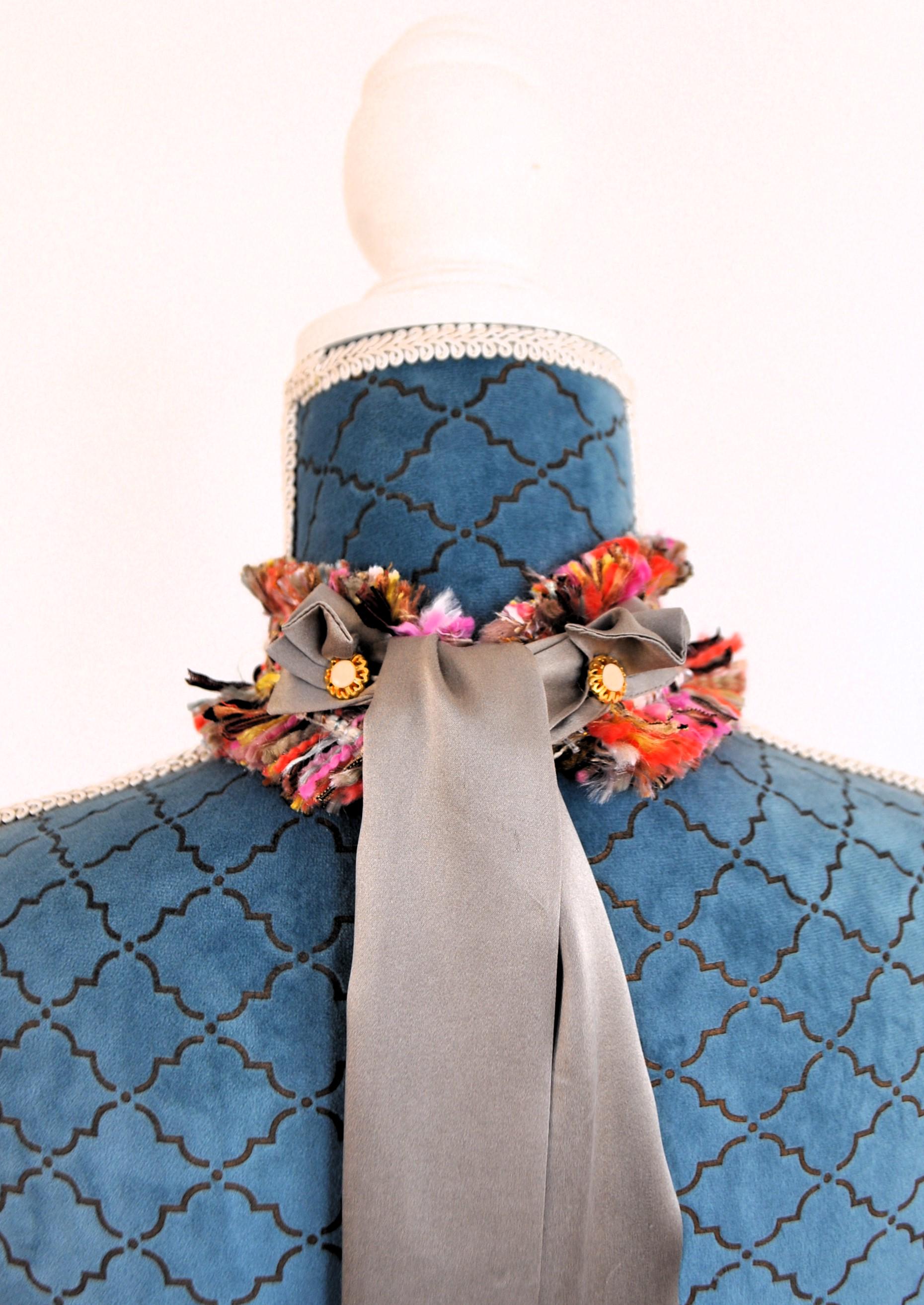 Tweed Ruffle Jabot, Fashionable Tie, Victorian Jabot, Tweed Fringe ...