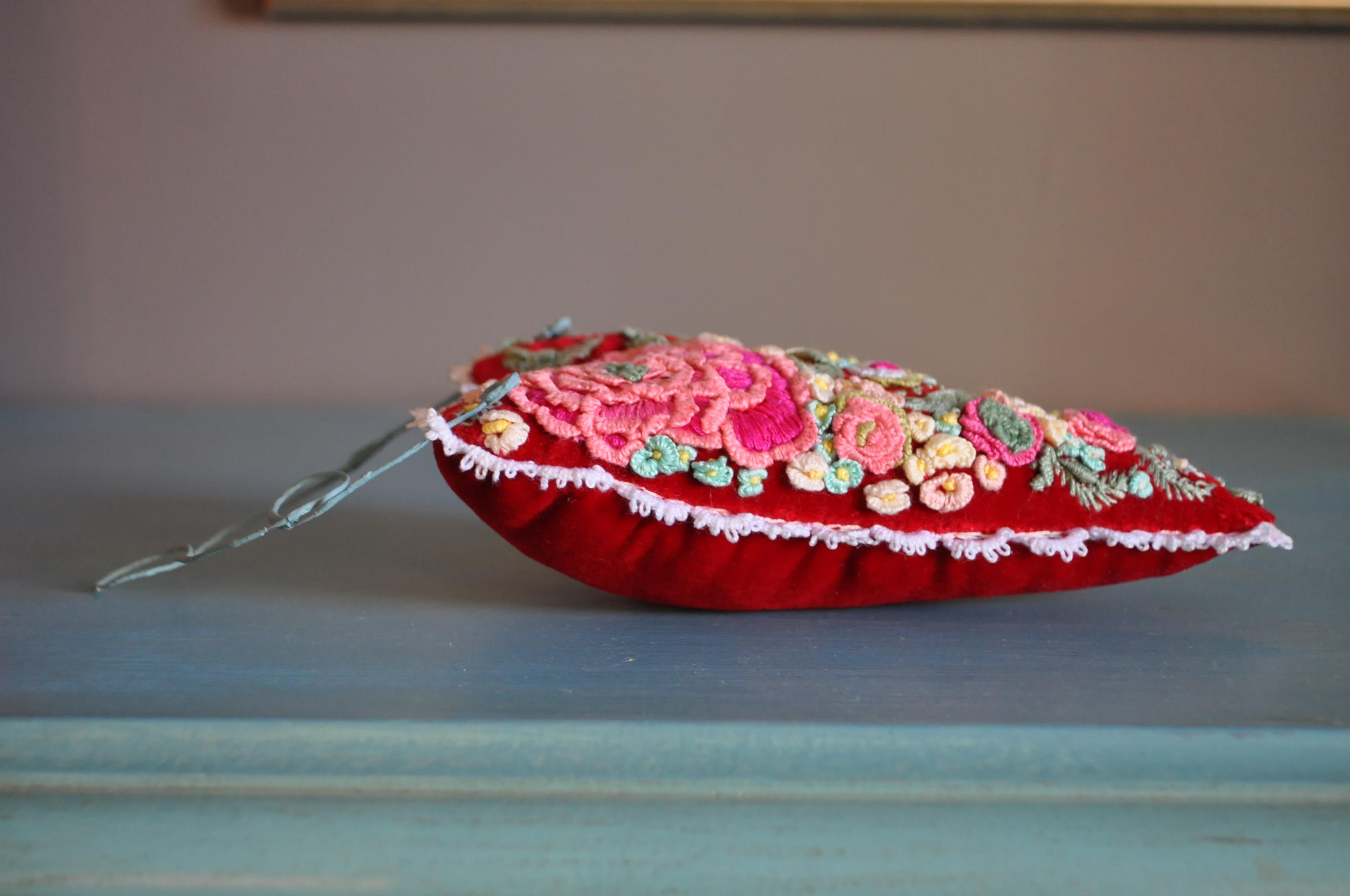 Embroidered Heart, Valentine Gift Heart, Red Velvet Heart, Brazilian ...