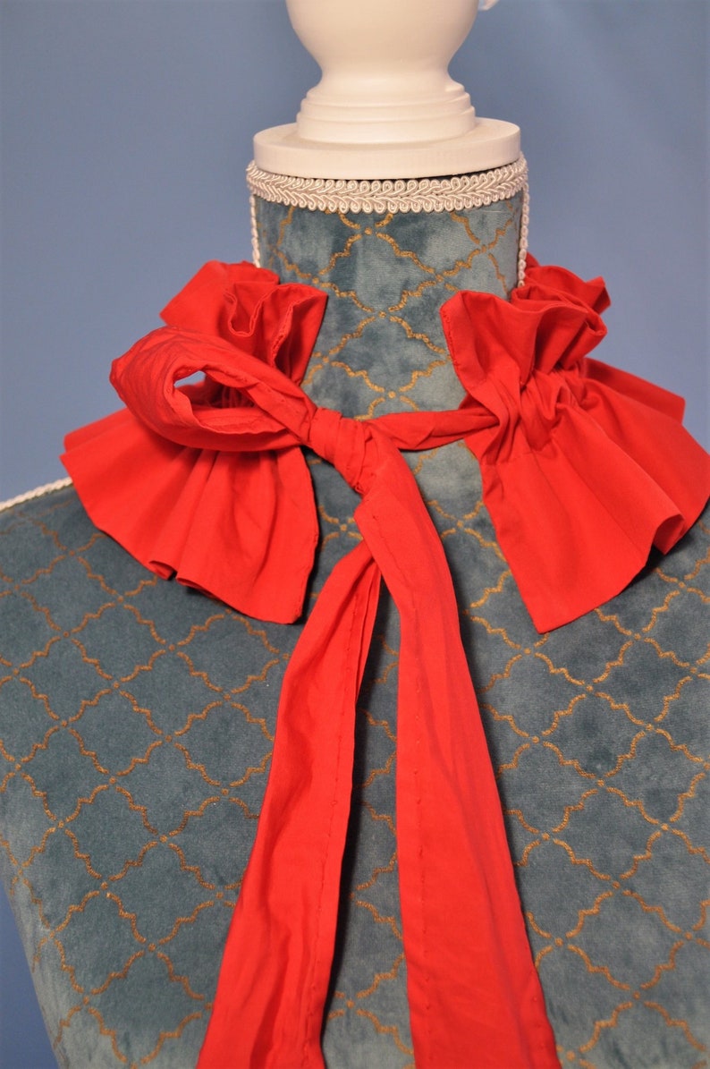 Ruffle Red Collar , Red Scarlet Jabot, Long Ties Collar, Bridal Jabot ...