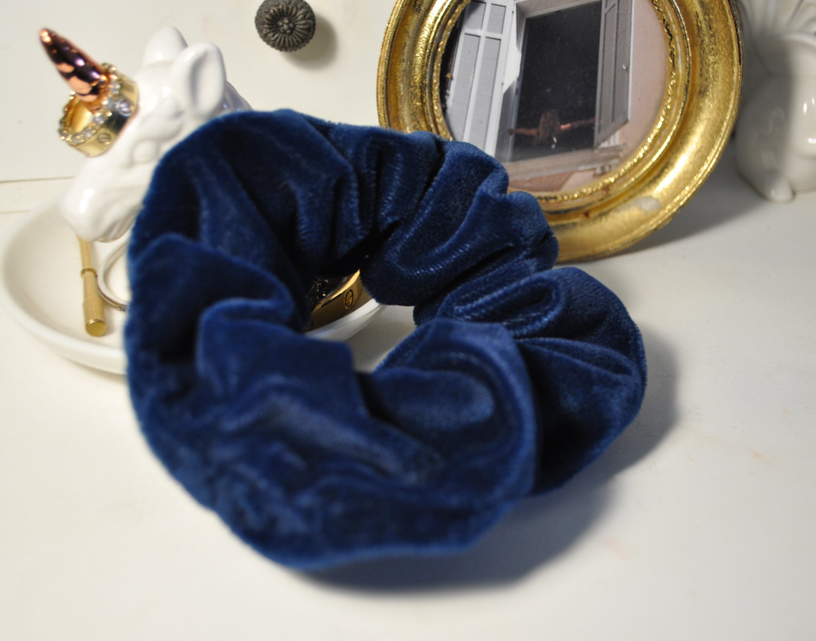 Large Blue Scrunchie Blue Velour Hair Tie Scrunchies - Etsy