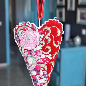 Embroidered Heart Valentine Gift Heart Red Velvet Heart - Etsy