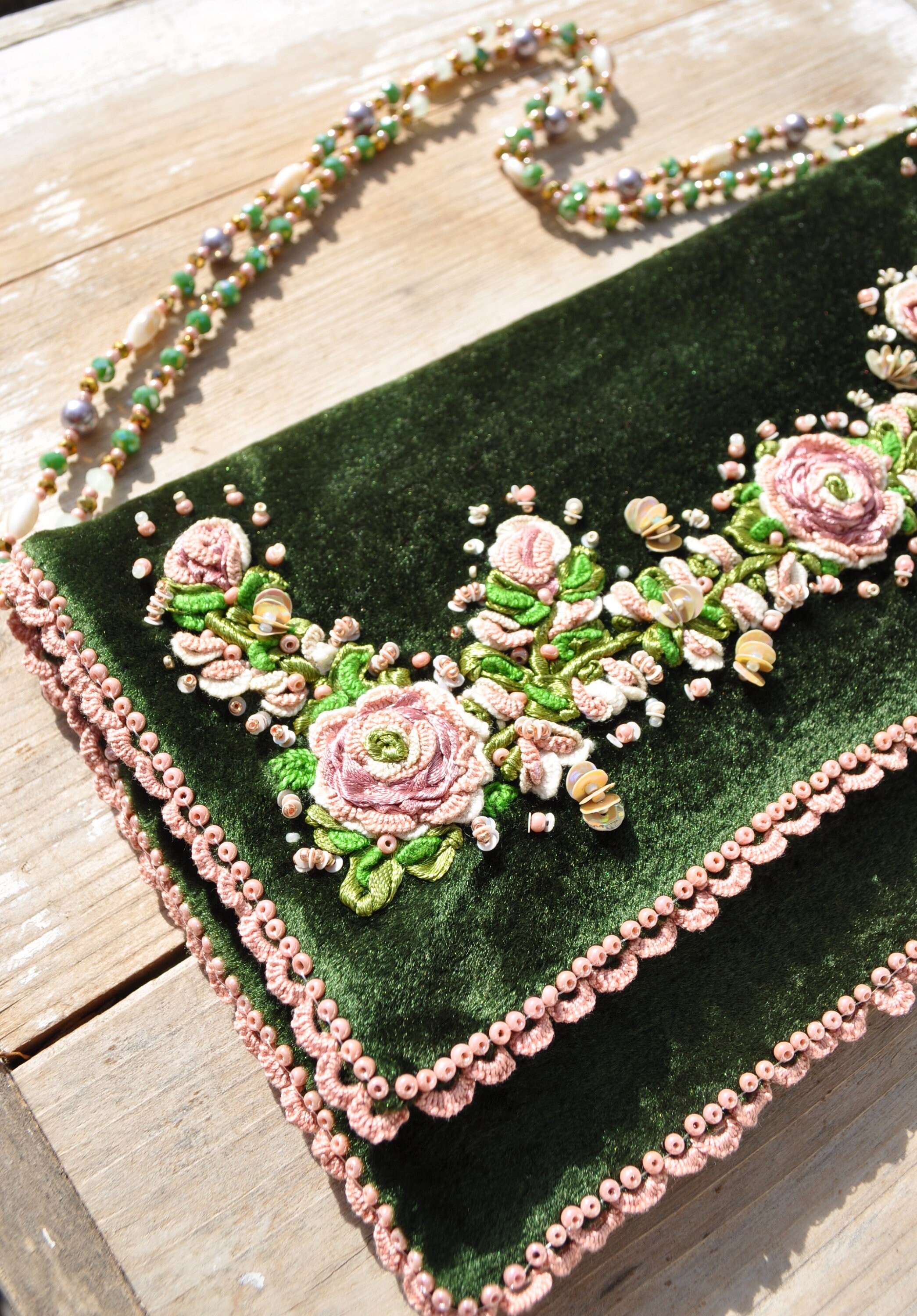 Embroidery Clutch, Brazilian Embroidery, Velvet Clutch Bag, Green ...