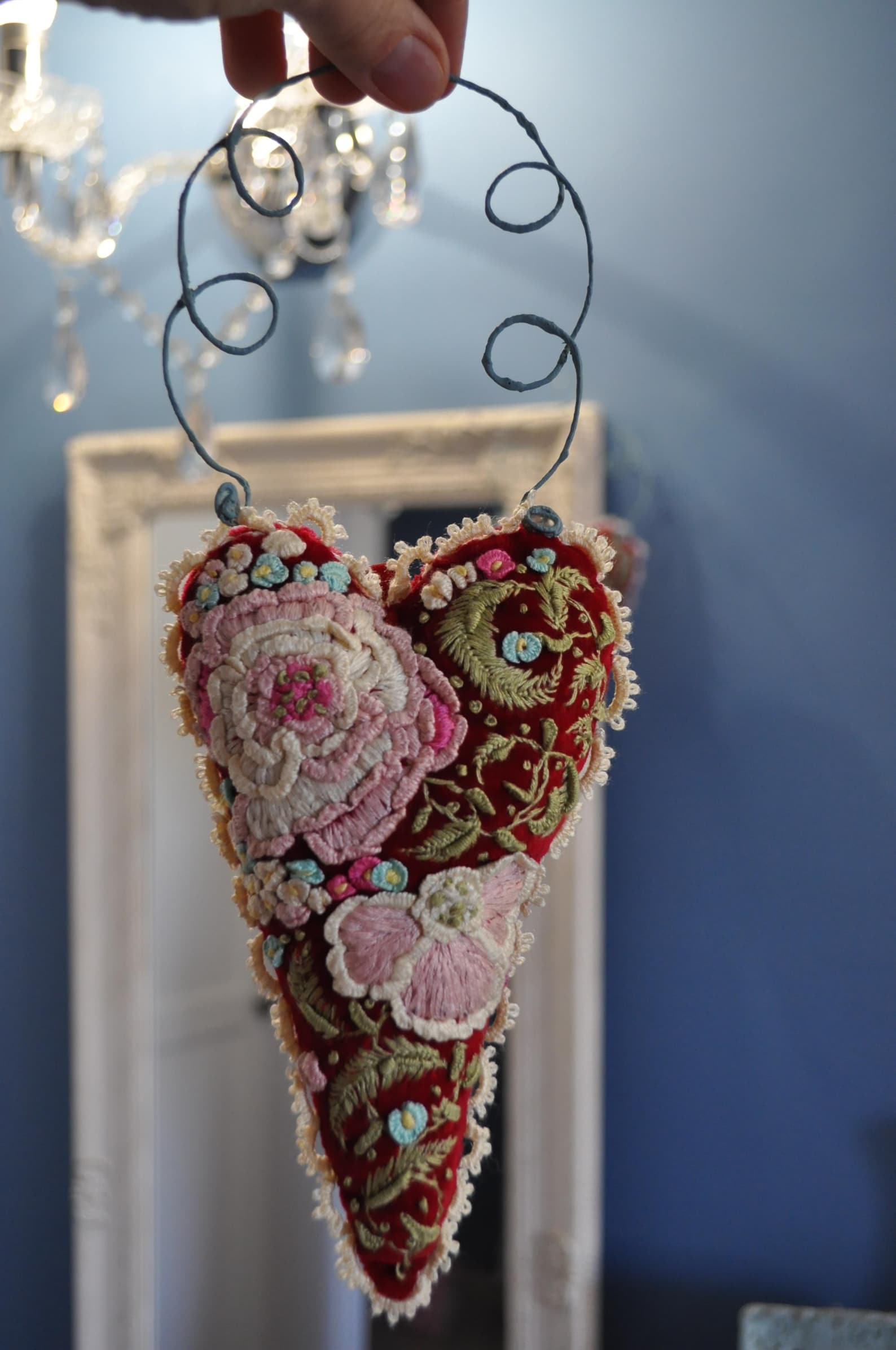 Embroidered Heart, Valentine Gift Heart, Red Velvet Heart, Brazilian ...