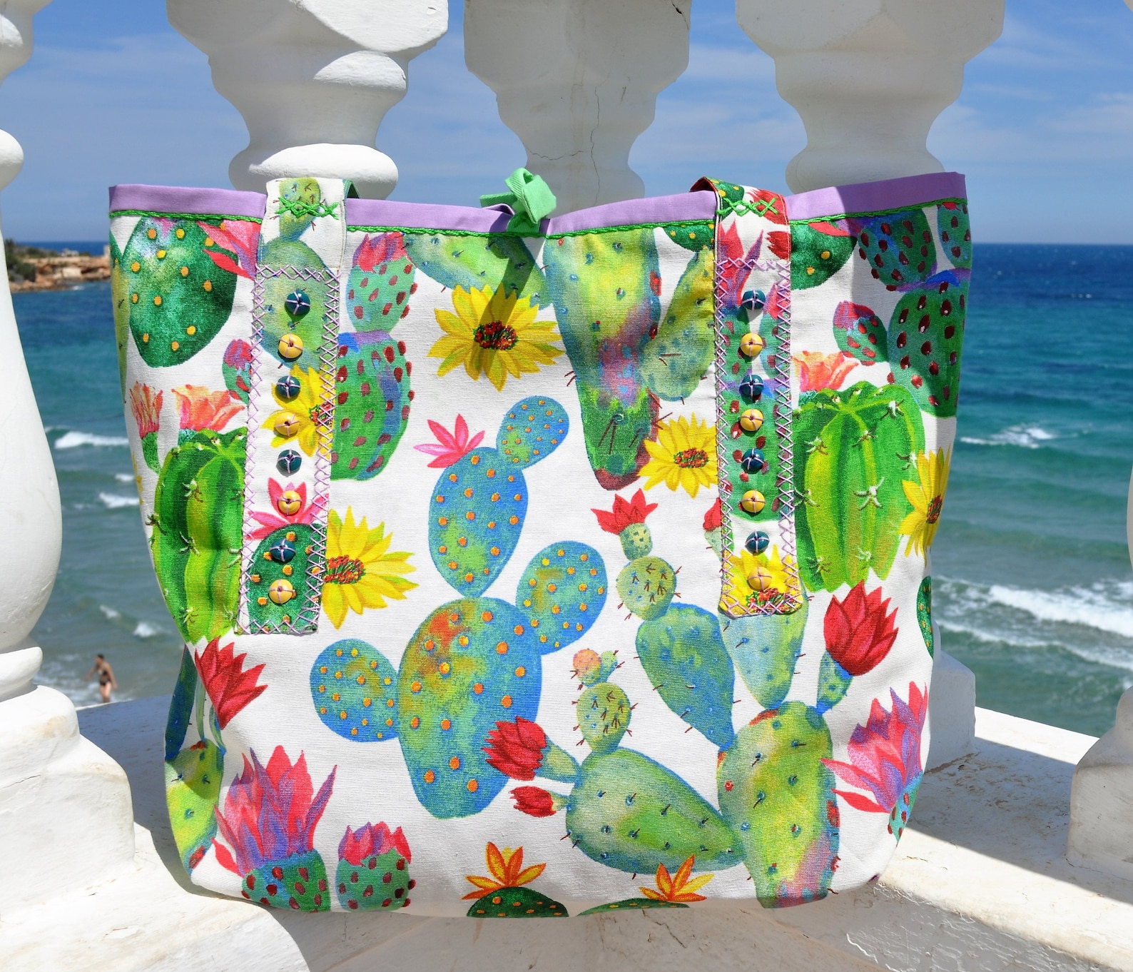 Cactus Beach Bag, Shopper Beach Bag, Big Beach Bag Cactus, Cactus Large ...
