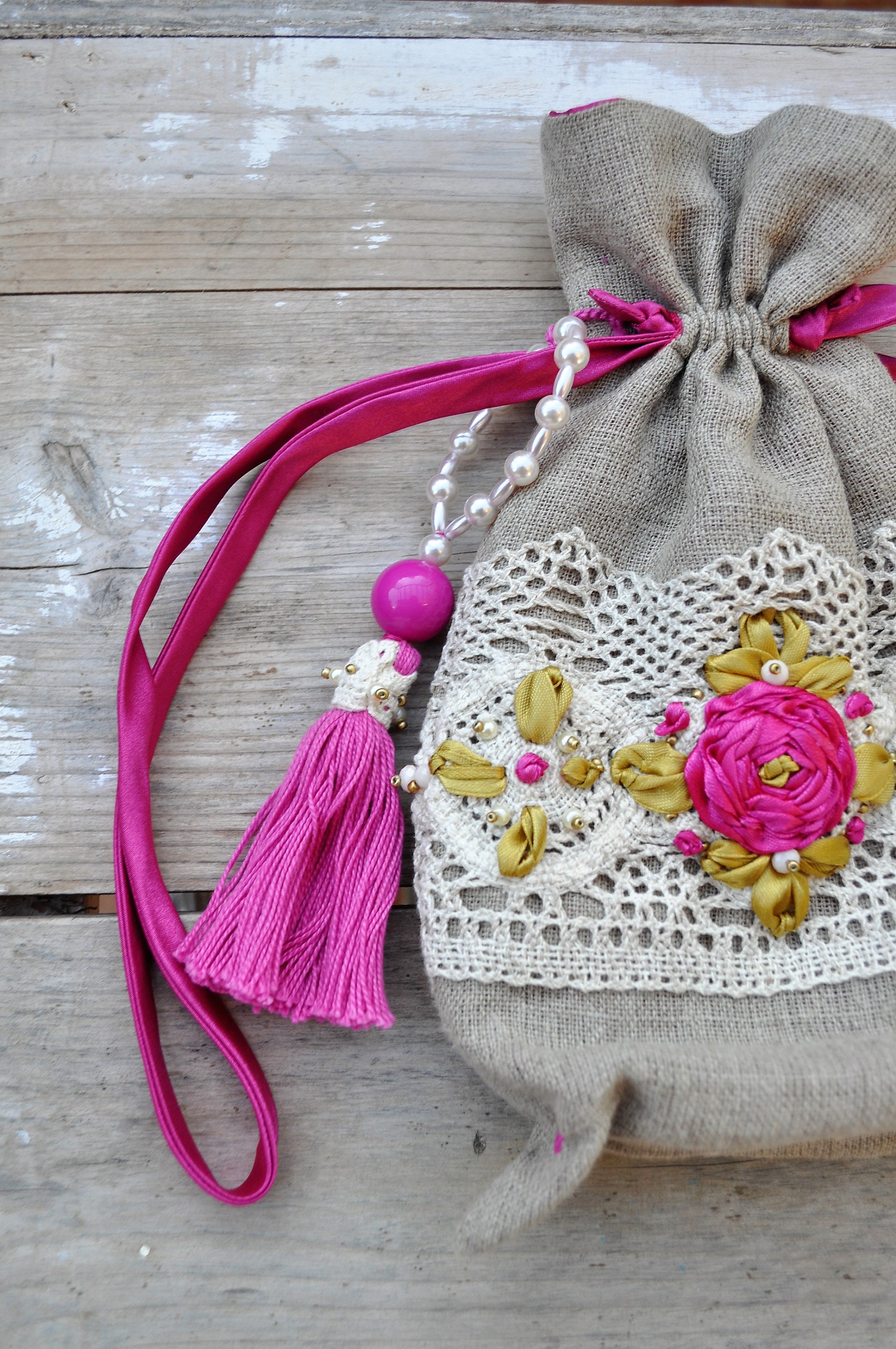 Linen Sack Bag, Linen Rustic Bag, Embroidery Linen Bag, Linen Lace Sack ...