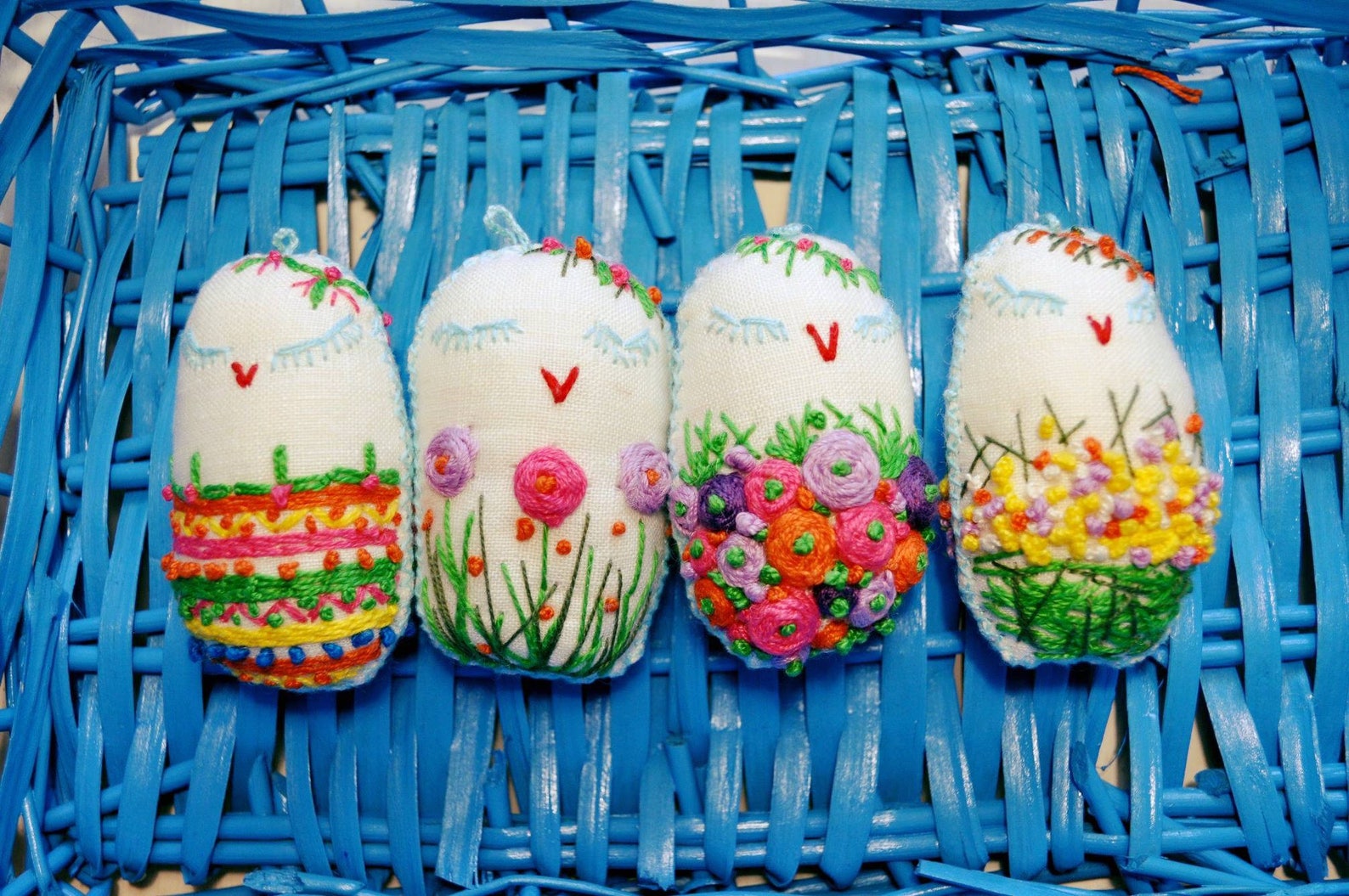 Stuffed Easter Eggs, Embroidered Easter, Easter Decorations, Easter ...