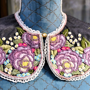 Embroidered Collar, Hand Embroidered, Peter Pan Collar, Brazilian Embroidery, DMC Yarn ...