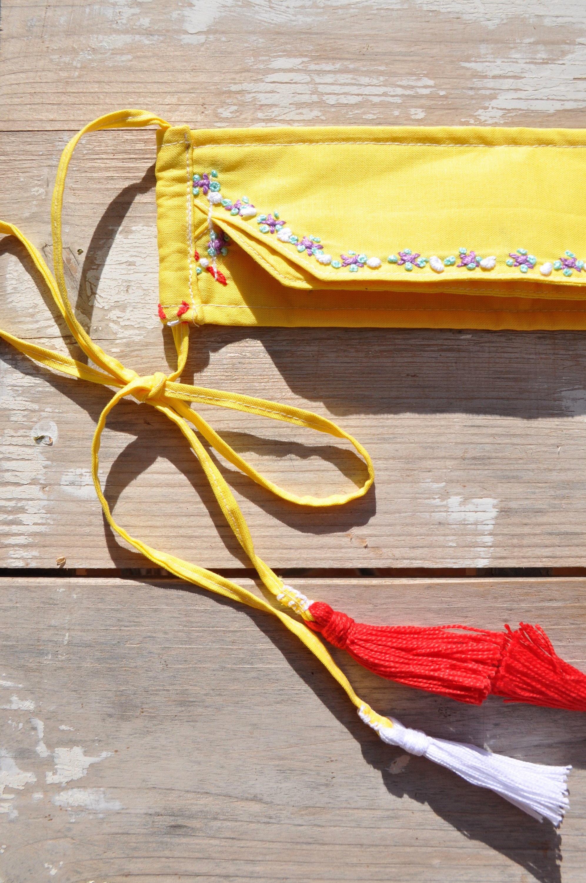 Hand Embroidery Mask Yellow Face Mask Triple Layer Mask - Etsy