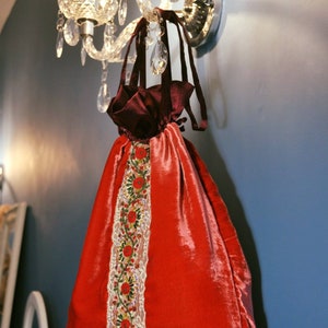 Bridal Velvet Bag Silk Velvet Sack Bag Bride Red Pouch Bag - Etsy
