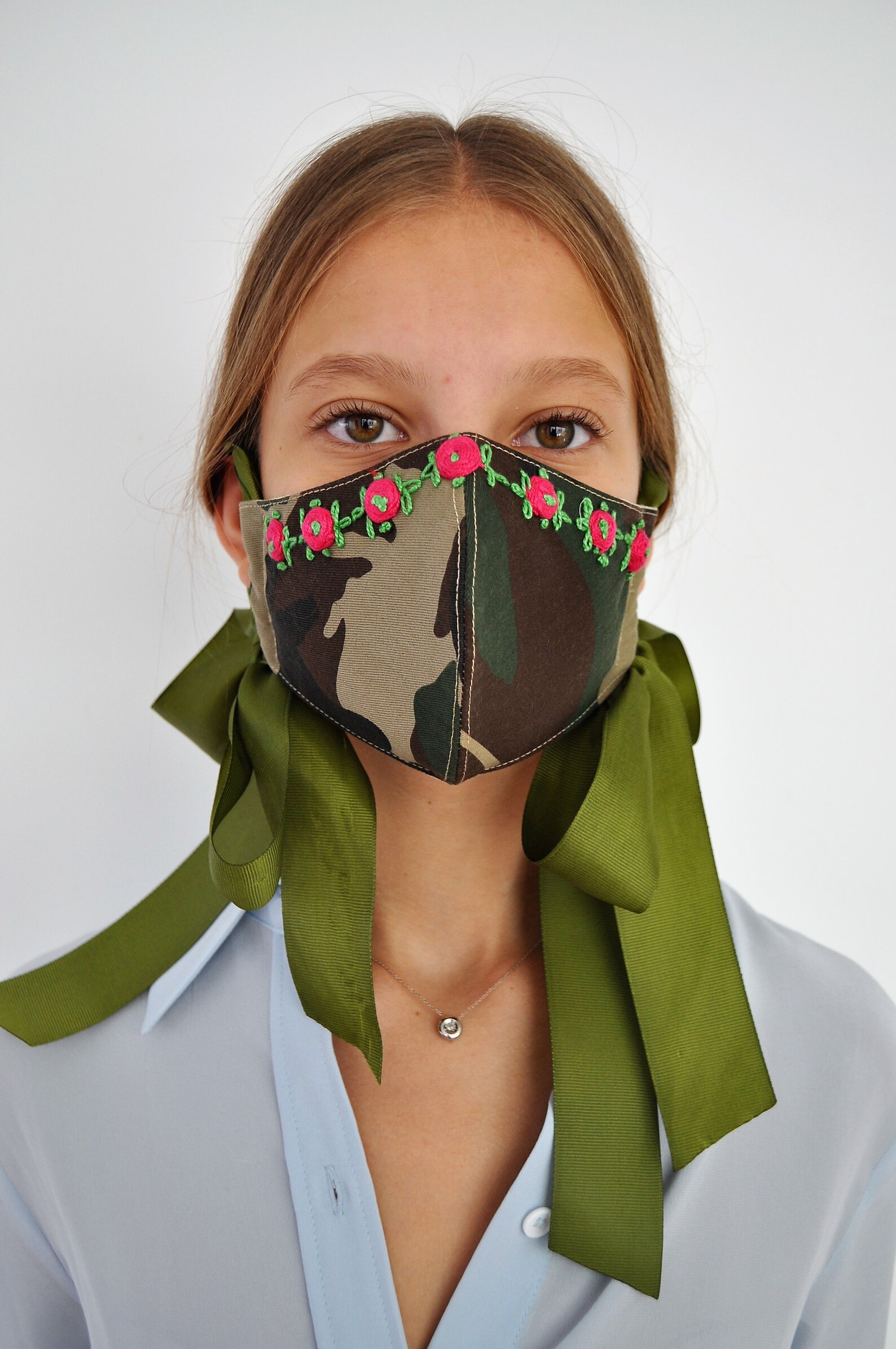 Designer Face Mask, Camouflage Ties Mask, Embroidered Mask, Duoble ...