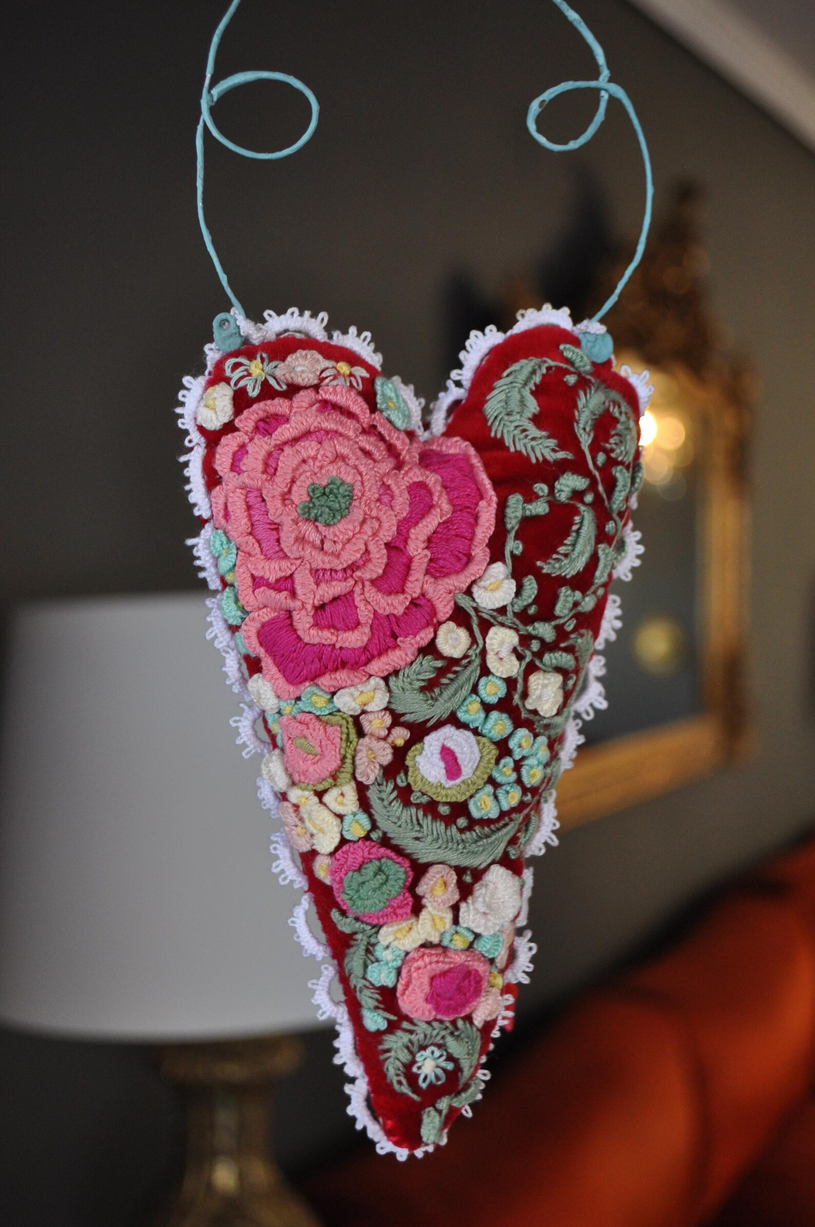 Embroidered Heart, Valentine Gift Heart, Red Velvet Heart, Brazilian ...