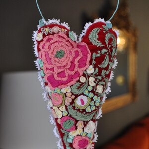 Embroidered Heart, Valentine Gift Heart, Red Velvet Heart, Brazilian ...