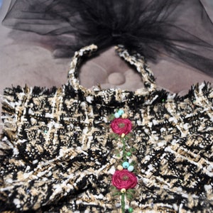 Tweed Ruffle Jabot, Tweed Fringe Jabot, Embroidery Jabot, Tweed Jabot ...