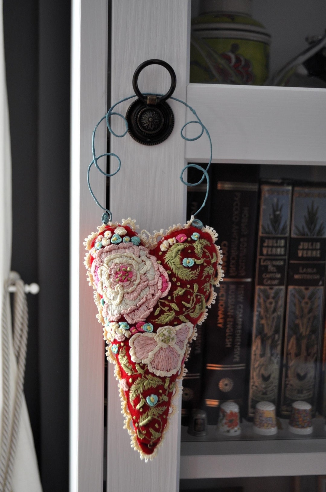 Embroidered Heart, Valentine Gift Heart, Red Velvet Heart, Brazilian ...