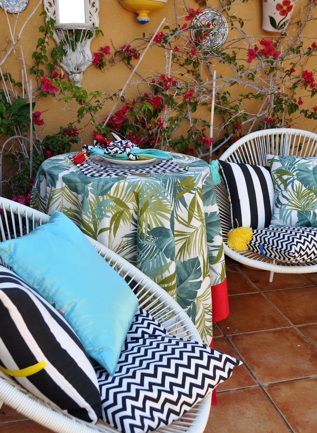 Tropical Tablecloth, Green Red Tablecloth, Cotton Tablecloth, Dining ...