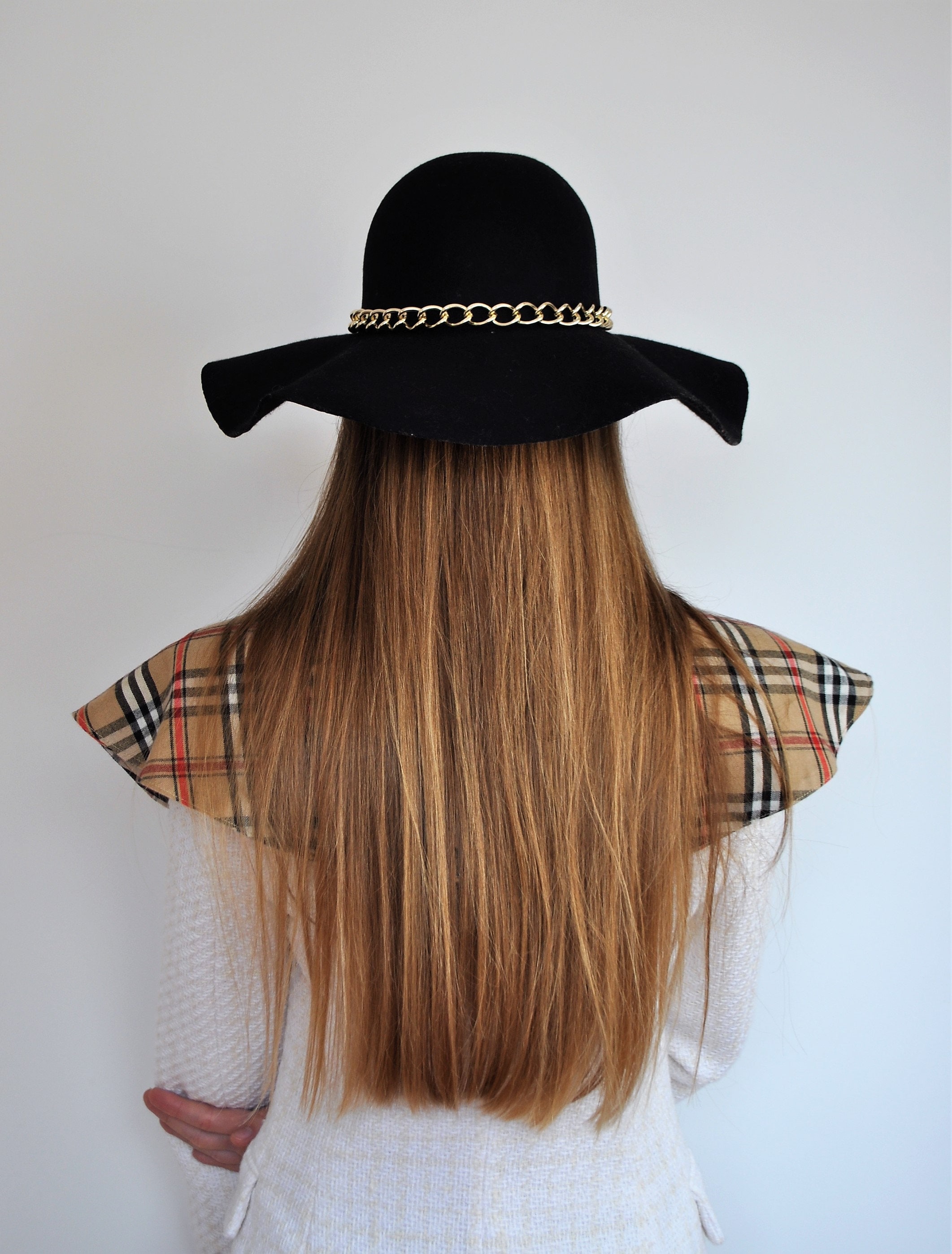 Extra Large Collar Large Plaid Collar Plaid Beige Collar | Etsy