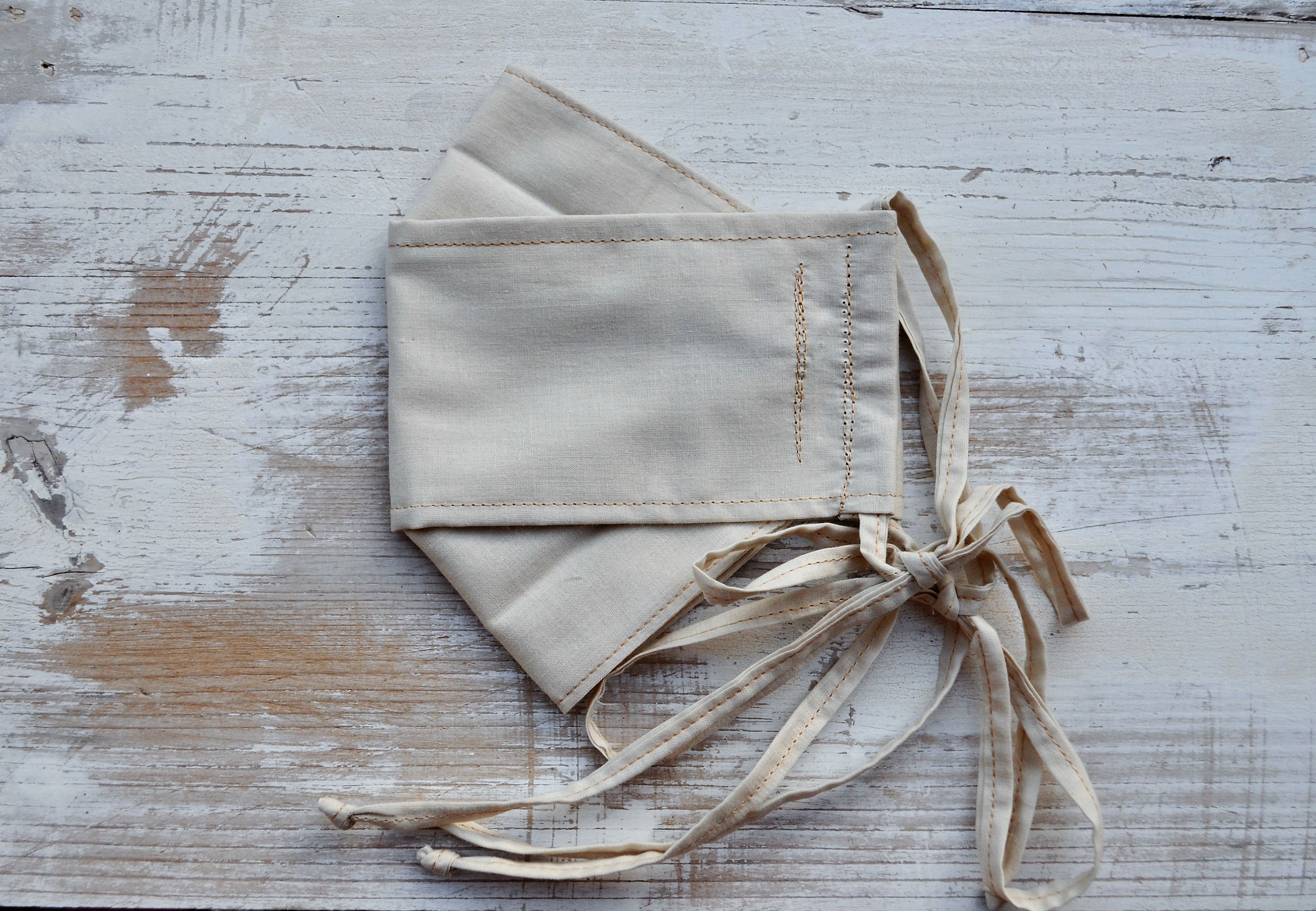 Designer Beige Mask, Mask With Ties, Triple Layer Mask, Decorative Mask ...