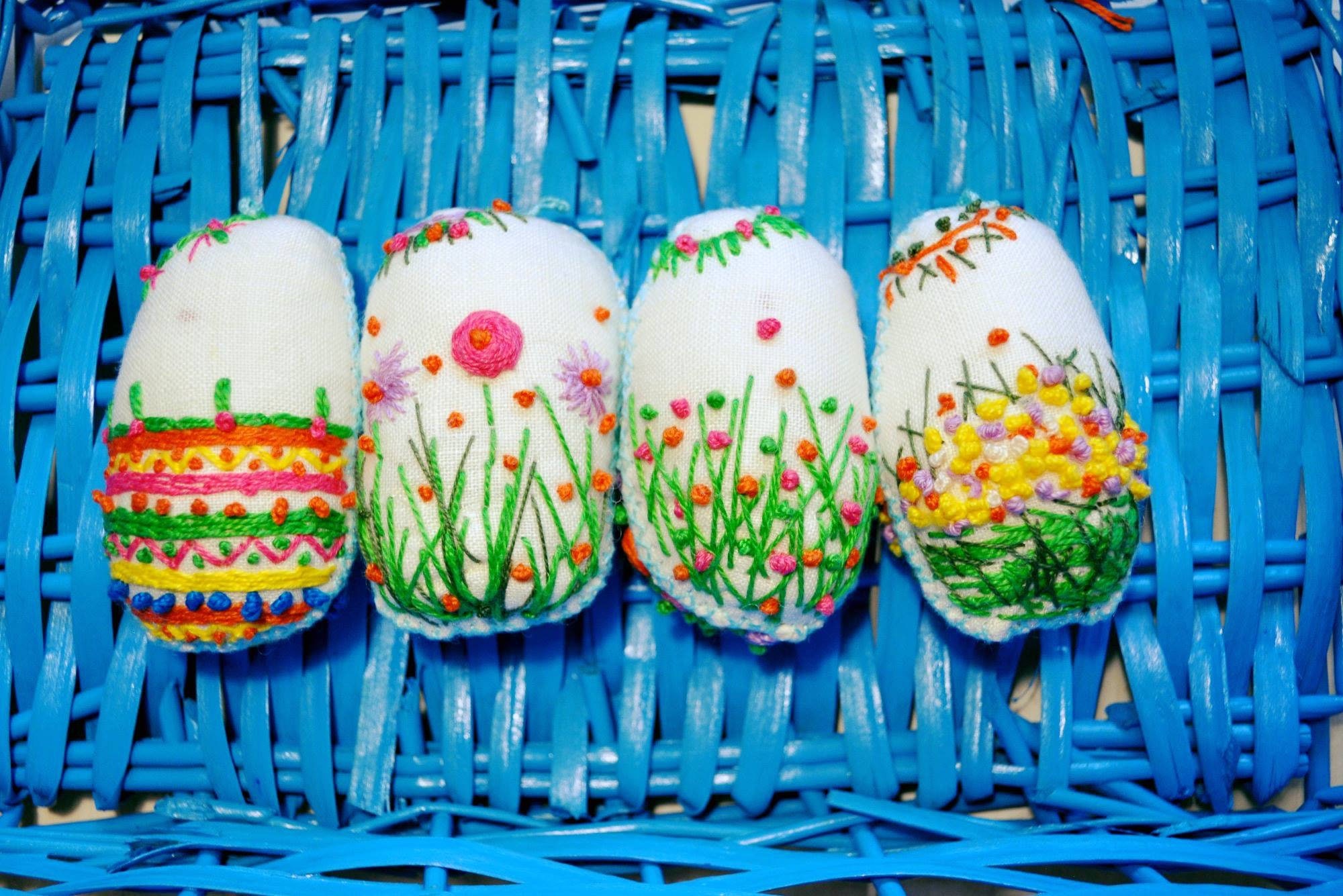 Stuffed Easter Eggs, Embroidered Easter, Easter Decorations, Easter ...