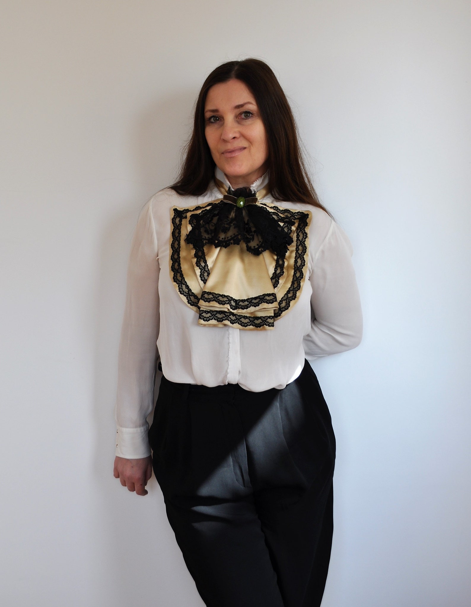 Silky Lace Jabot Lace Cold Jabot Three Pieces Jabot Silk - Etsy