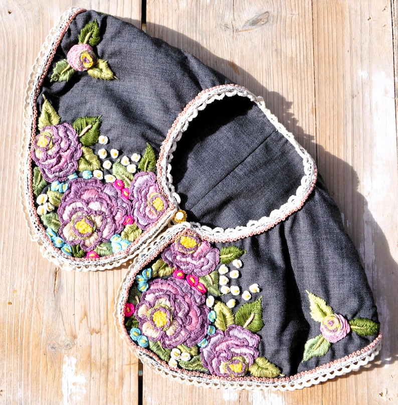 Embroidered Collar, Hand Embroidered, Peter Pan Collar, Brazilian Embroidery, DMC Yarn ...