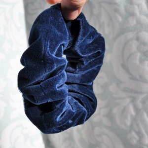 Large Blue Scrunchie, Blue Velour Hair Tie, Scrunchies Bracelet, Velvet ...