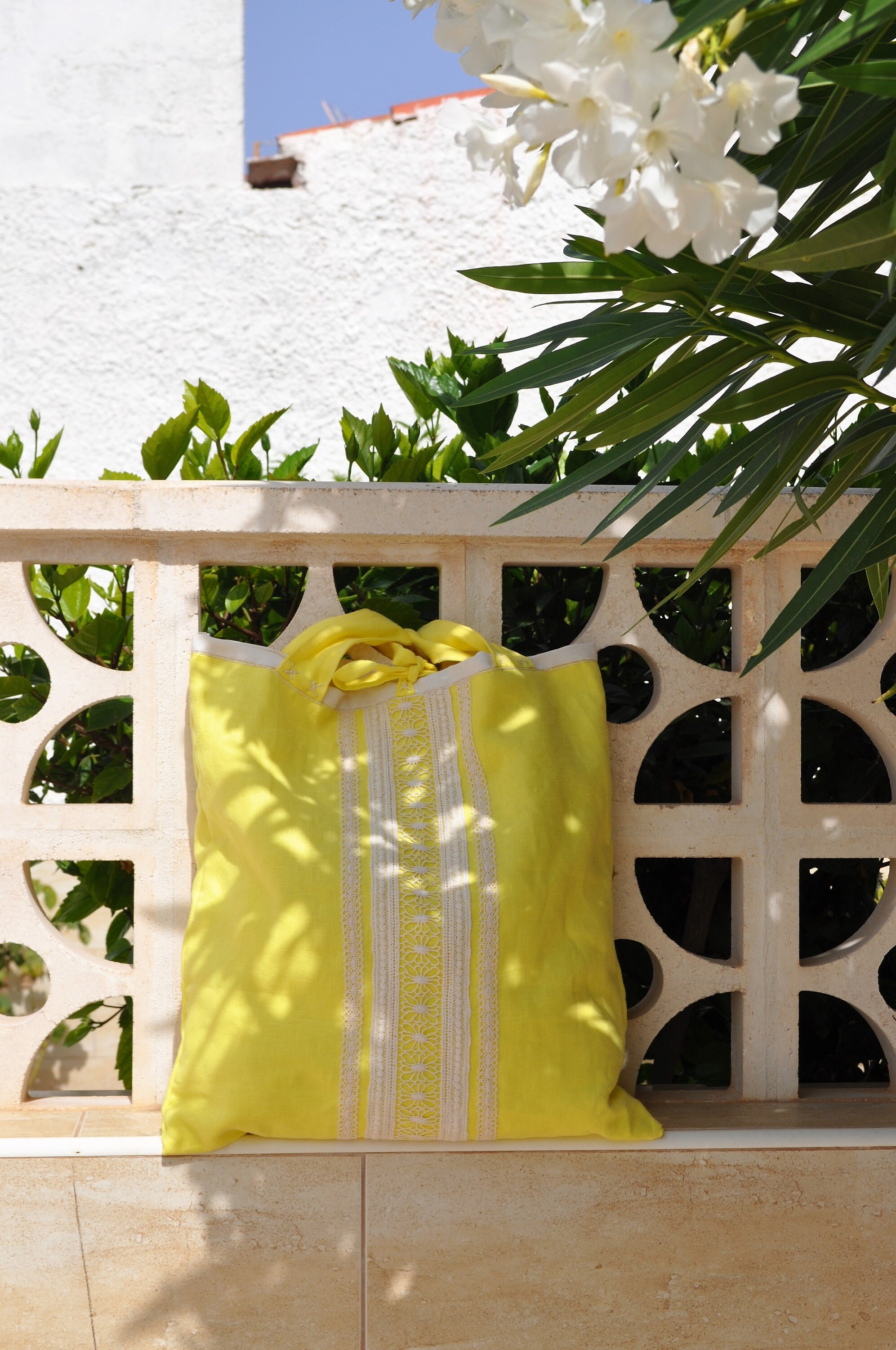 Linen Tote Bag, Large Tote Bag, Handmade Tassel, Bag With Tassel, Linen ...