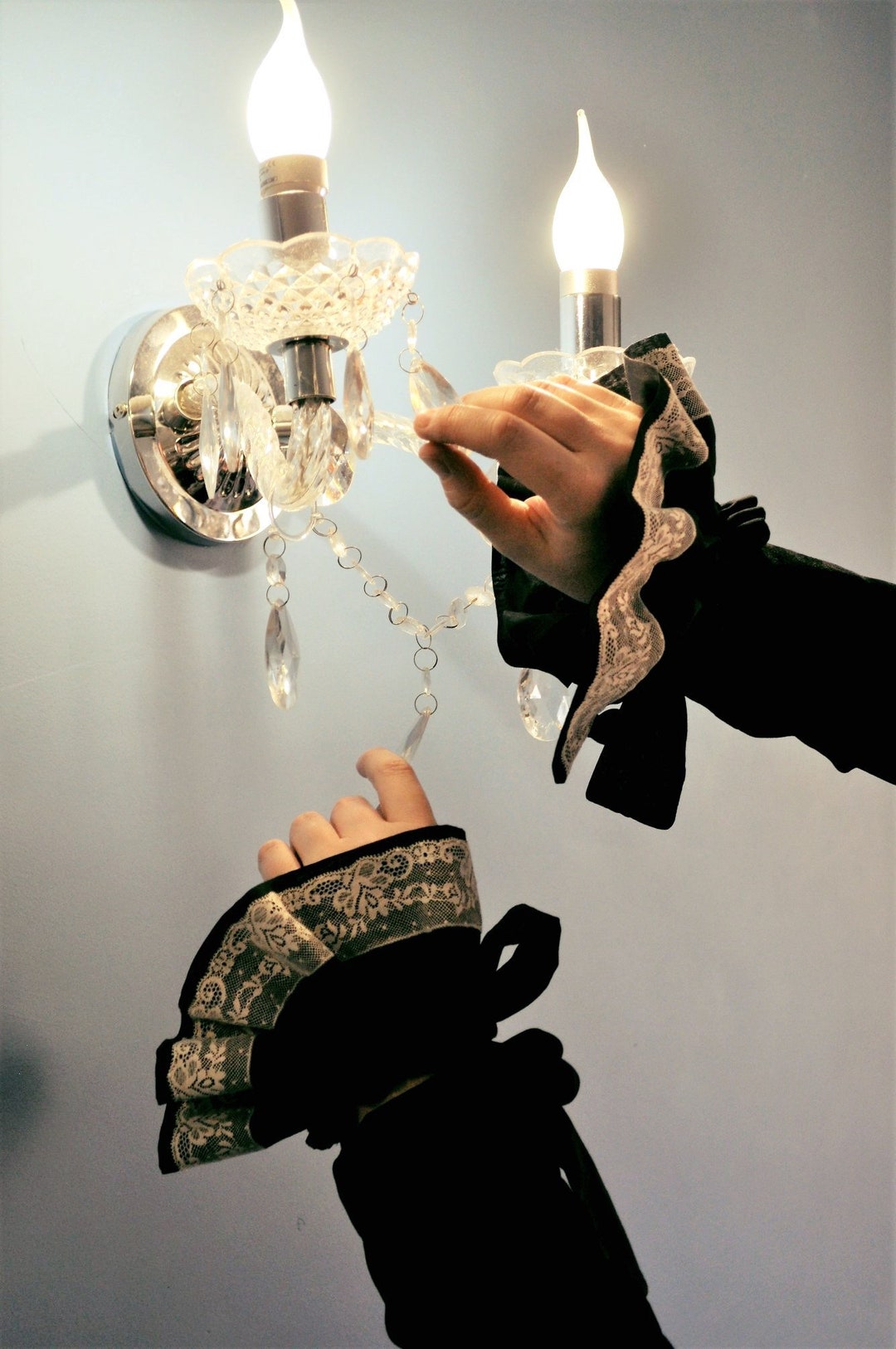 Black Ruffle Cuff, Ruffle Lace Cuff, Black Cuff With Ties, Ruffle Cuff ...