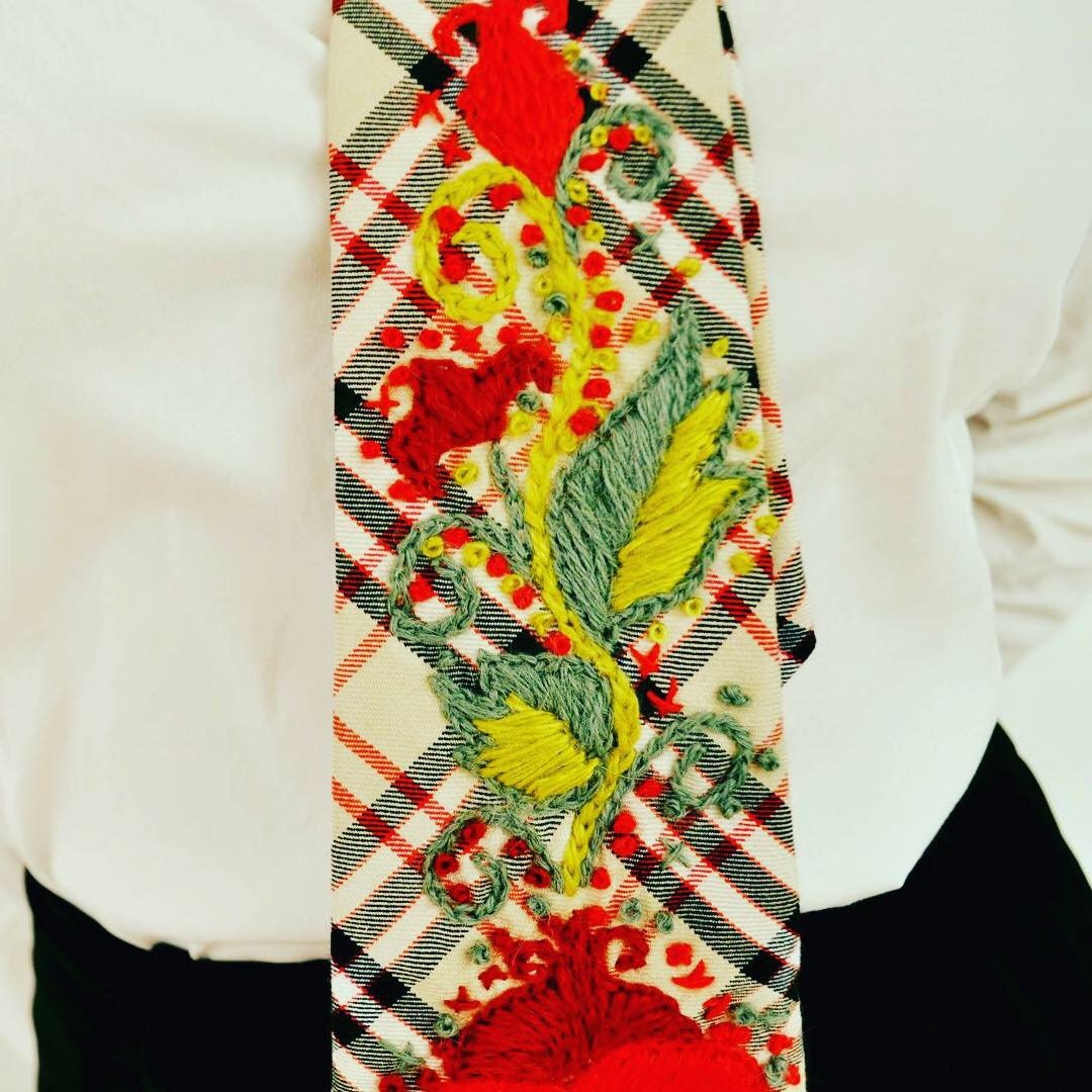 Women Tie With Rose, Cotton Flowers Tie, Jewelry Women Ties, Embroidery ...