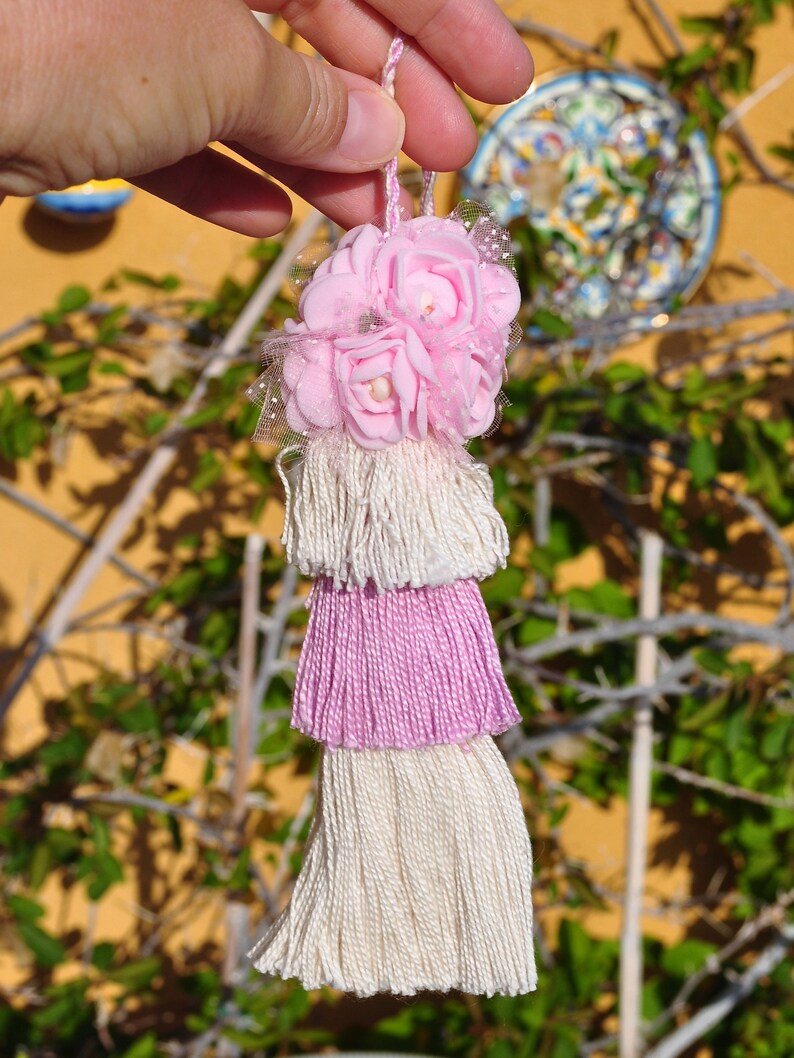 Decorative Tassel White Tassel Bags Key Chain Tassel Pink | Etsy