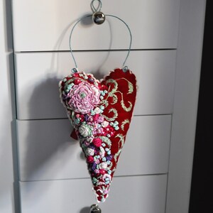 Embroidered Heart Valentine Gift Heart Red Velvet Heart - Etsy