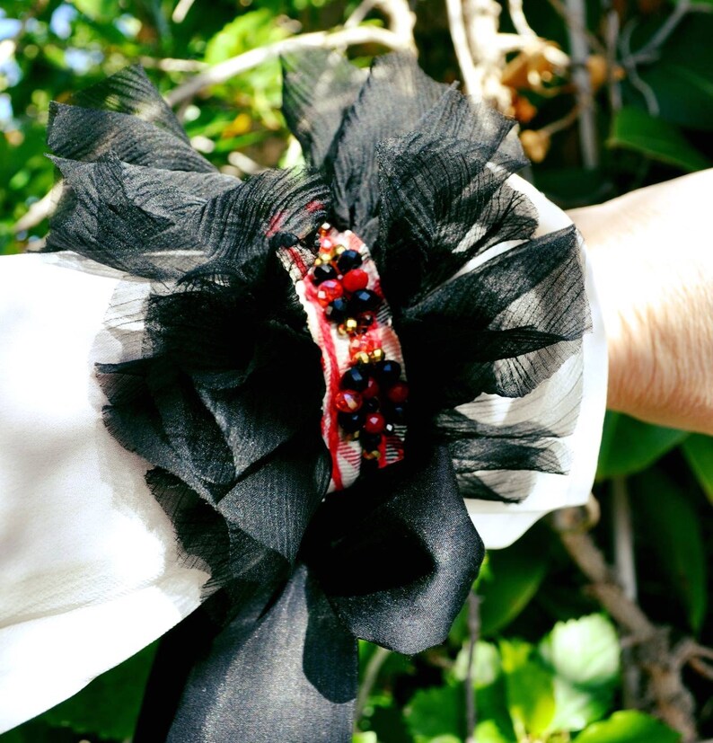 Black jewel cuff hippie jewel cuff jewel cuff with ties | Etsy