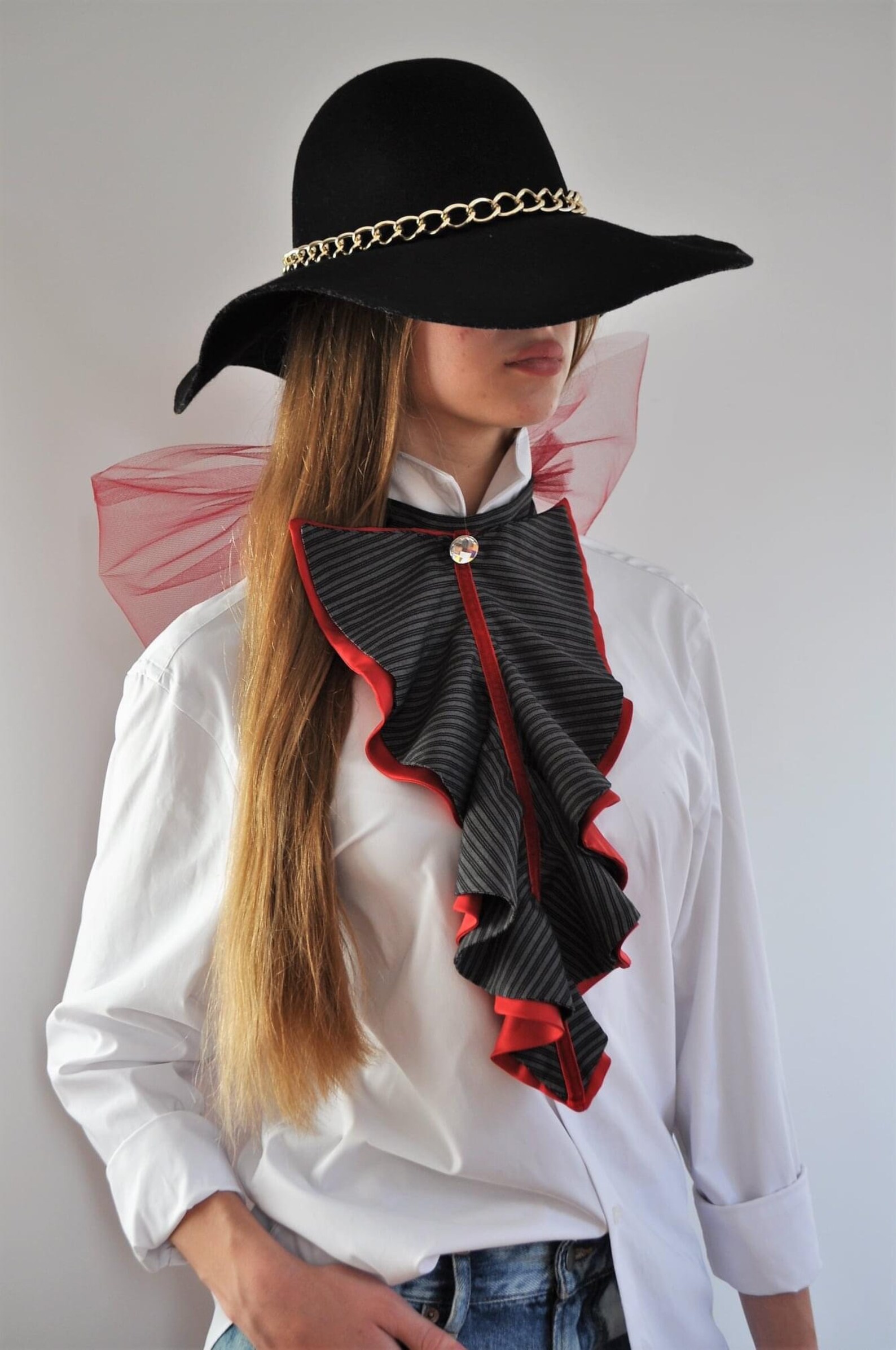 Necktie Ruffle Jabot, Lace Necktie Jabot, Coquillier Jabot Tie, Lace ...