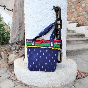Beach Bag Sea Style, Large Blue Beach Bag, Tote Bag Sea Print, Beach ...