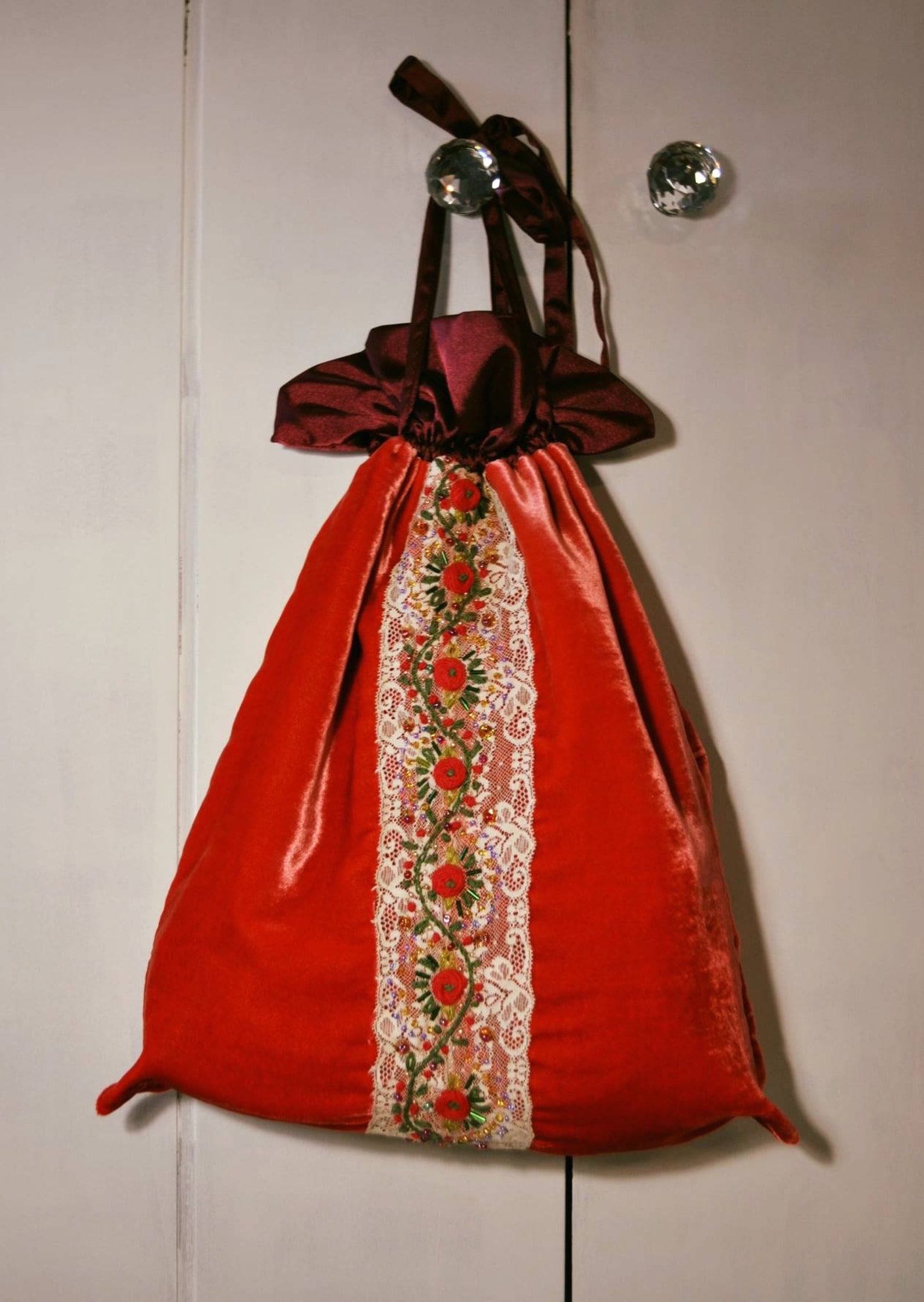Bridal Velvet Bag Silk Velvet Sack Bag Bride Red Pouch Bag - Etsy