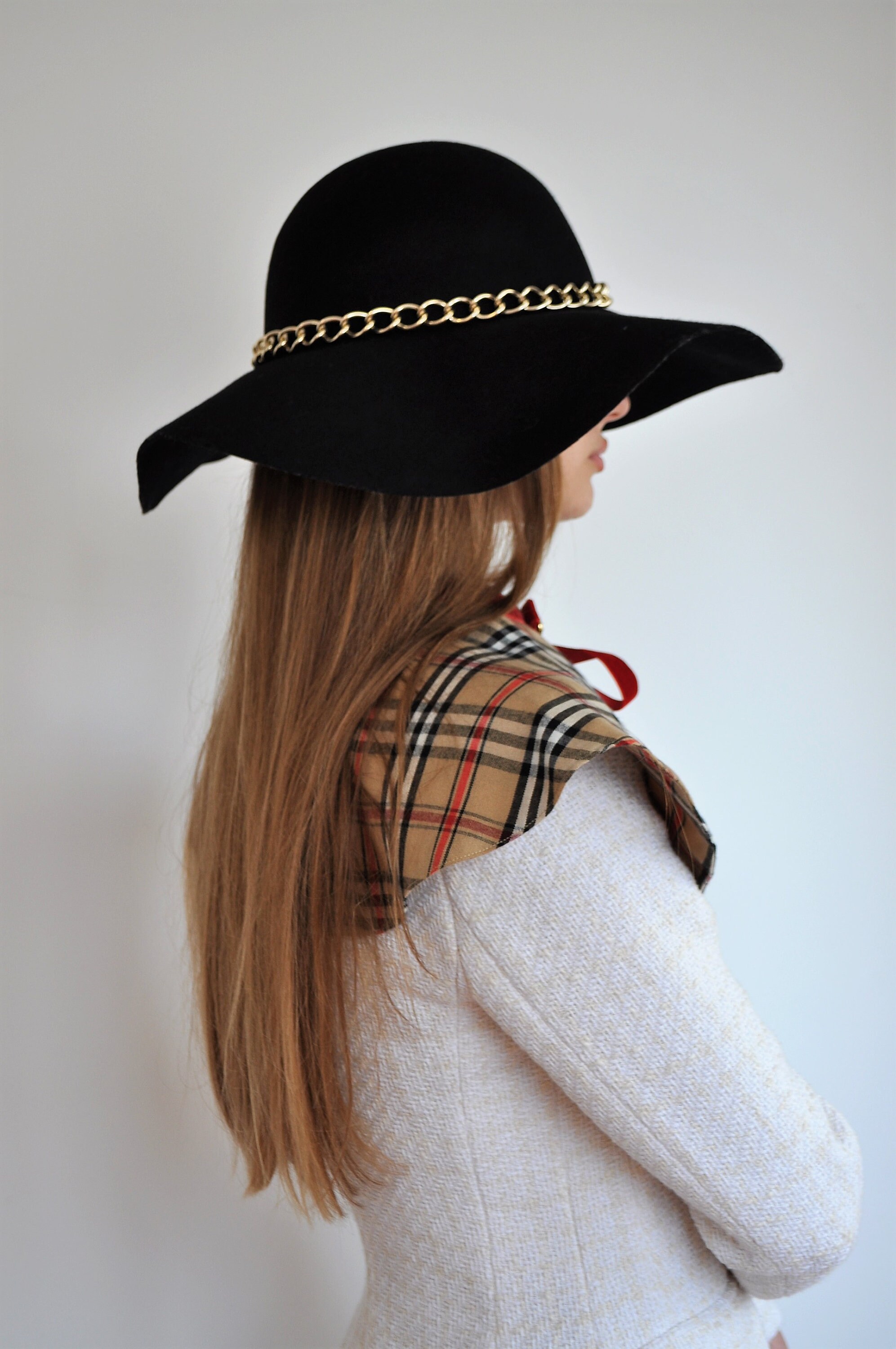 Extra Large Collar Large Plaid Collar Plaid Beige Collar - Etsy