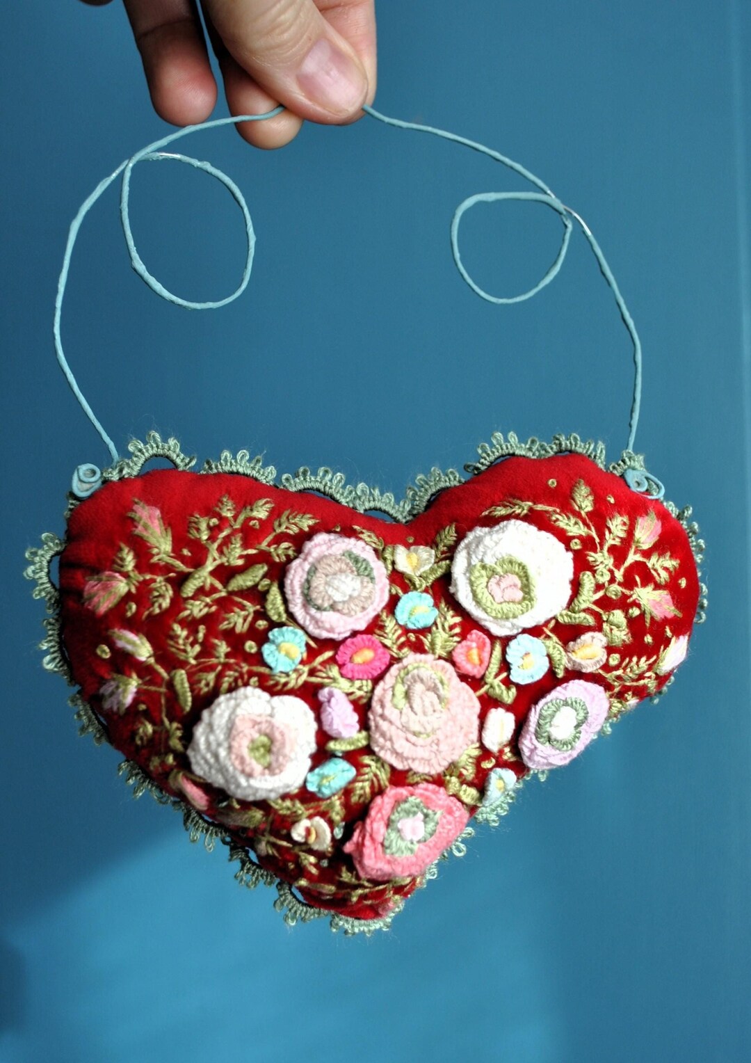 Embroidered Heart, Valentine Gift Heart, Red Velvet Heart, Brazilian ...
