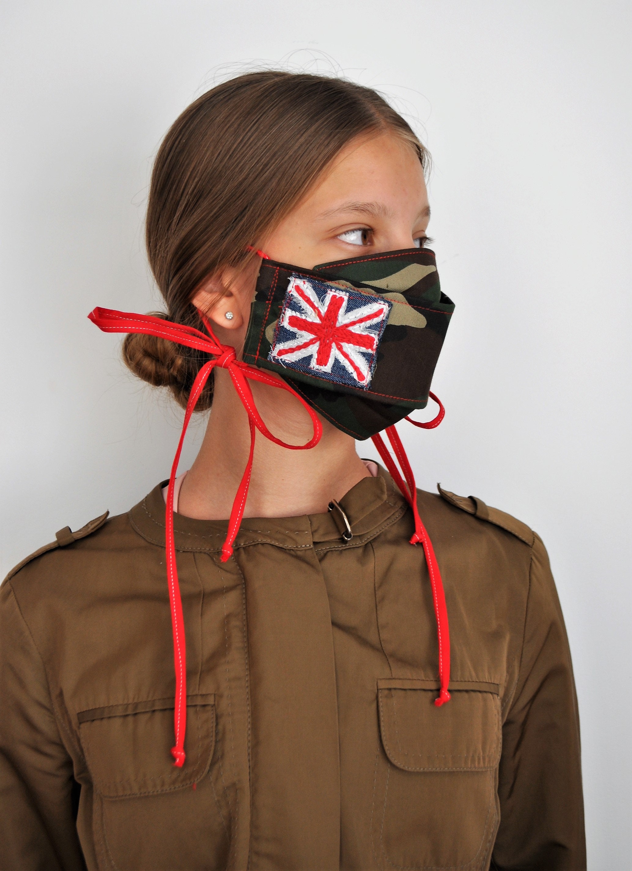 Designer Face Mask, Camouflage Ties Mask, British Flag Mask, Duoble ...