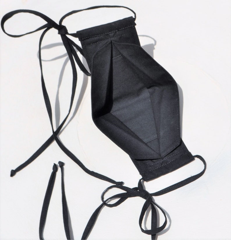 Designer Black Mask Mask With Ties Triple Layer Mask - Etsy