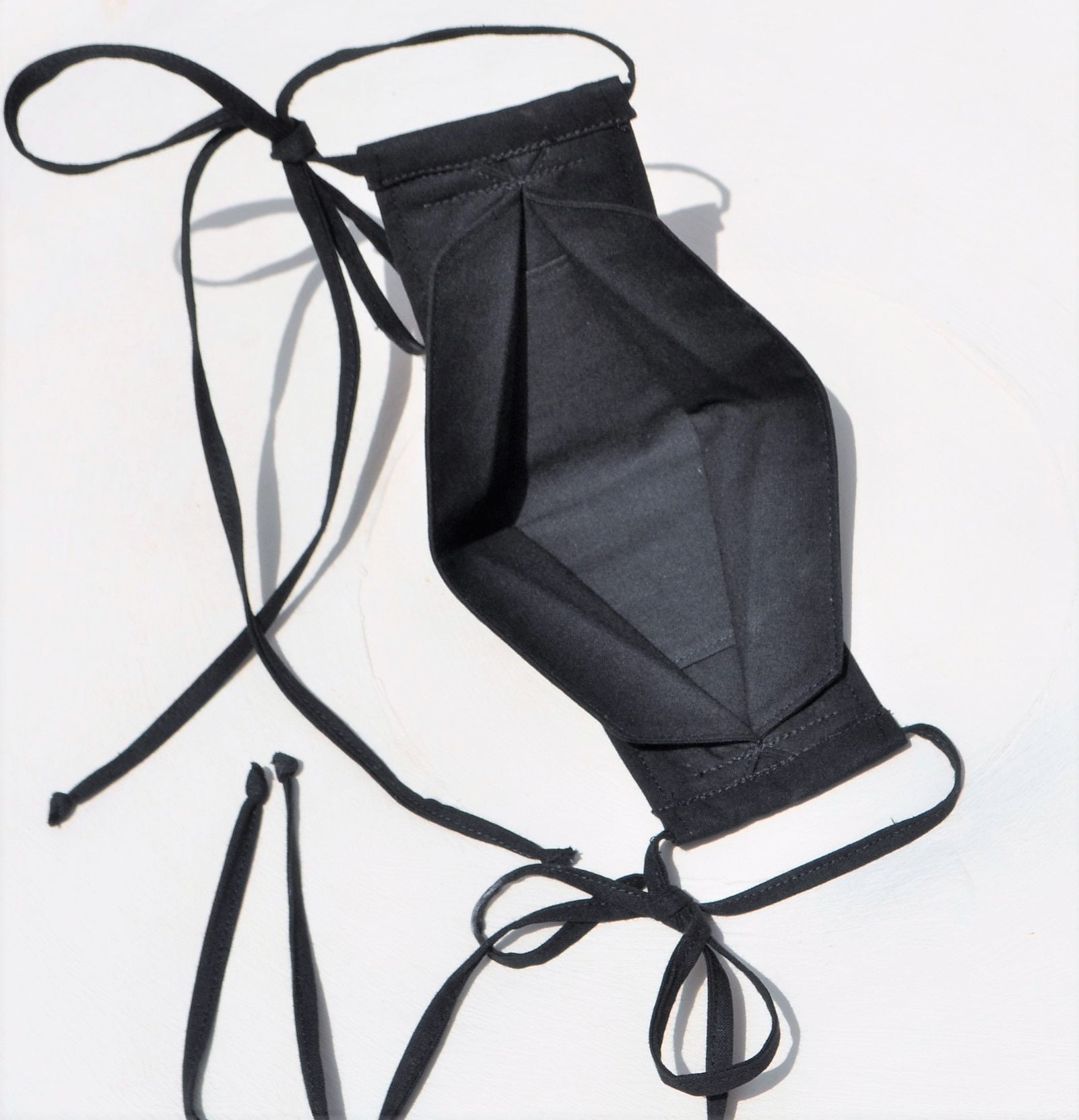 Designer Black Mask Mask With Ties Triple Layer Mask - Etsy