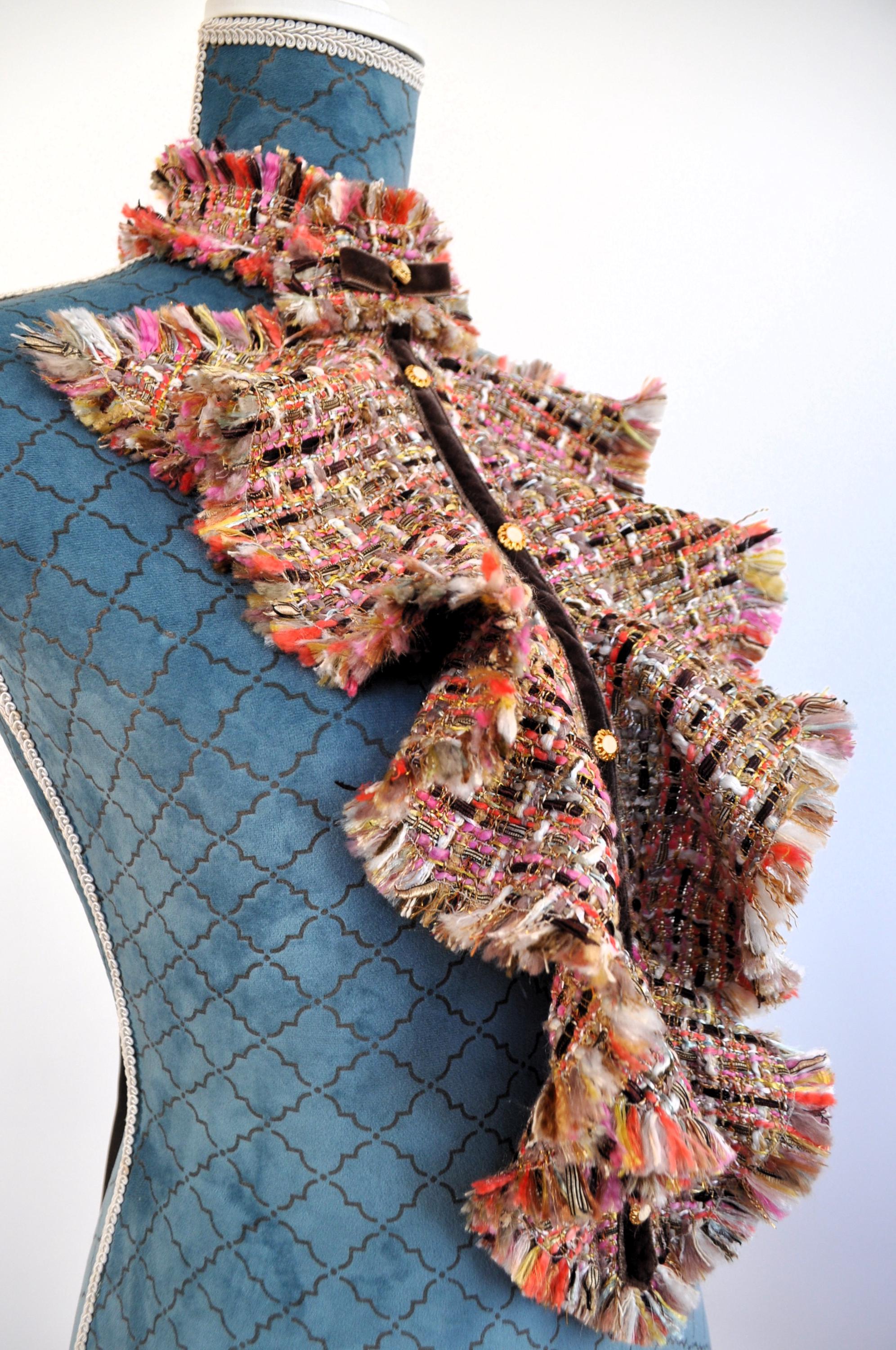 Tweed Ruffle Jabot, Fashionable Tie, Victorian Jabot, Tweed Fringe ...