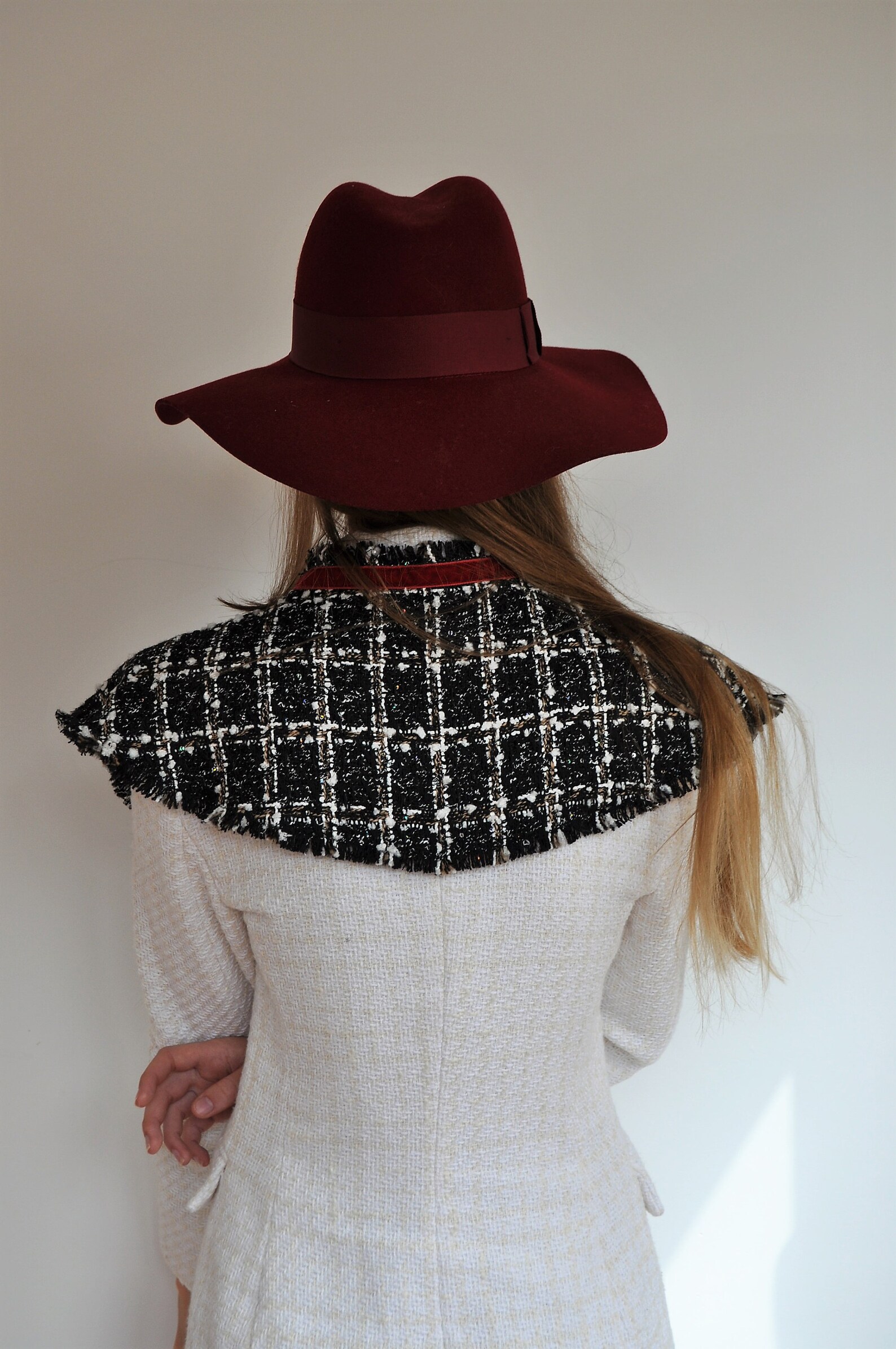 Extra Large Collar Tweed Fringes Collar Plaid Tweed Collar | Etsy