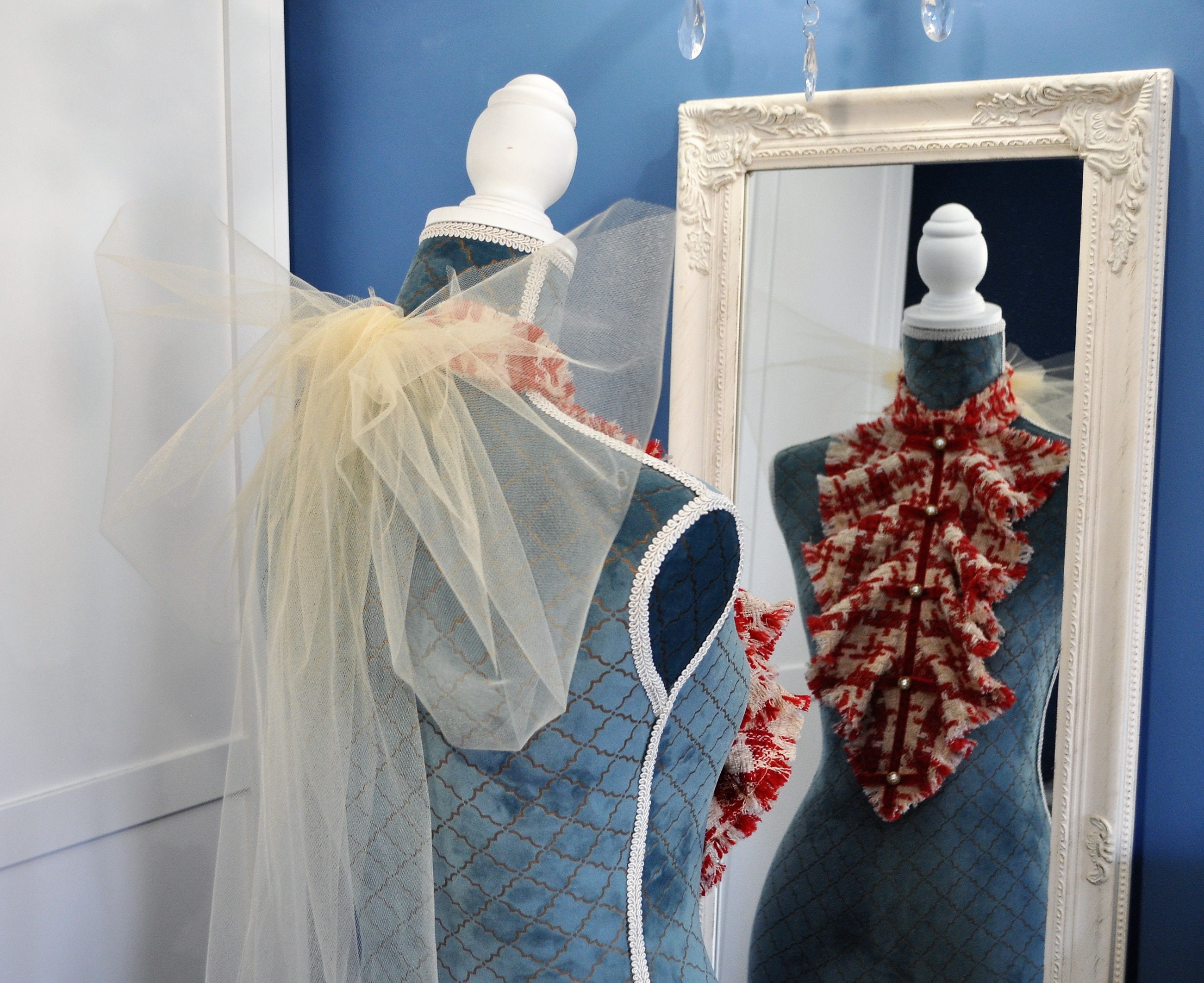 Tweed Ruffle Jabot, Tweed Fringe Jabot, Houndstooth Jabot, Coquillier ...