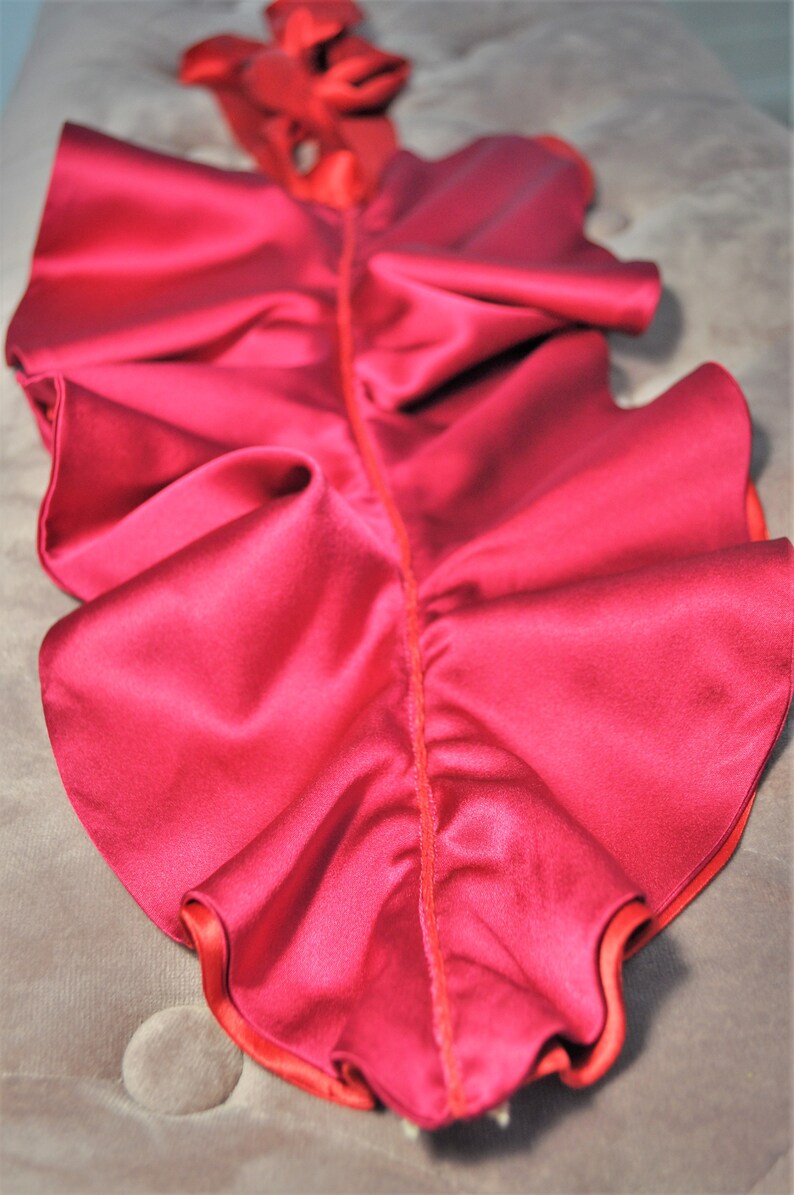 Collar corbata rojo puro seda collar jabot doble capa rojo - Etsy España