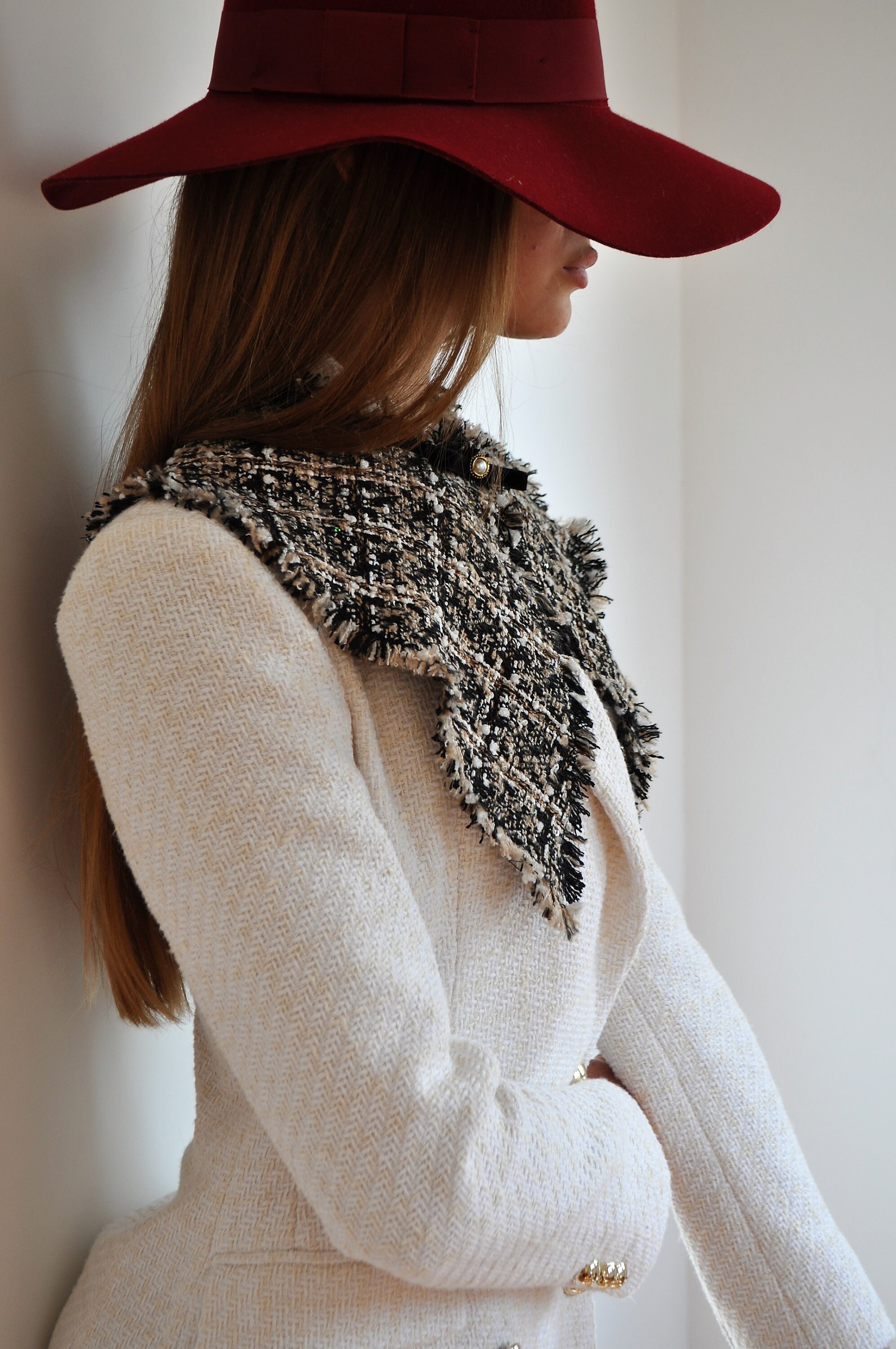 Extra Large Collar Tweed Fringes Collar Plaid Tweed Collar - Etsy