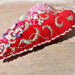 Embroidered Heart Valentine Gift Heart Red Velvet Heart - Etsy