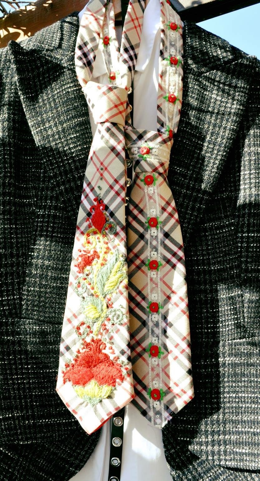 Women Tie With Rose, Cotton Flowers Tie, Jewelry Women Ties, Embroidery ...