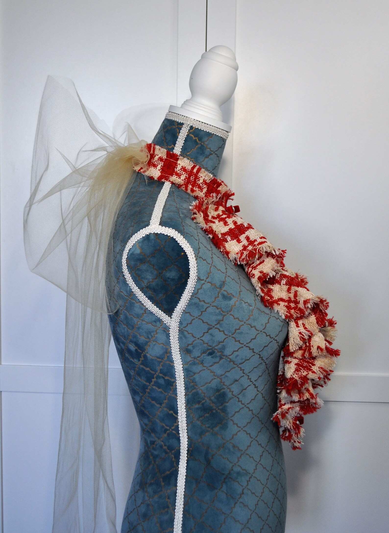 Tweed Ruffle Jabot Tweed Fringe Jabot Houndstooth Jabot - Etsy