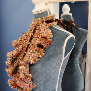 Tweed Ruffle Jabot, Tweed Fringe Jabot, Houndstooth Jabot, Coquillier ...