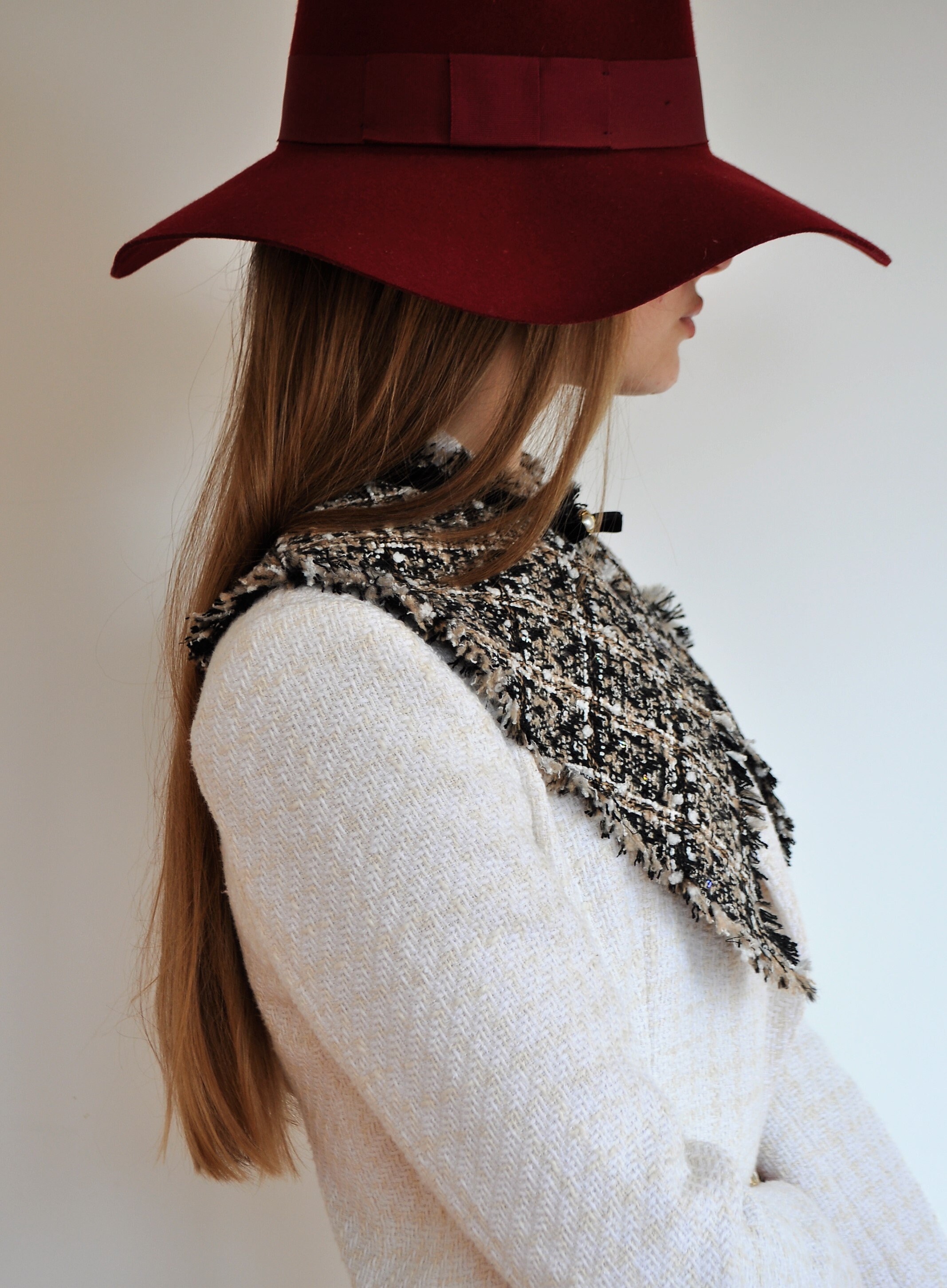 Extra Large Collar Tweed Fringes Collar Plaid Tweed Collar - Etsy