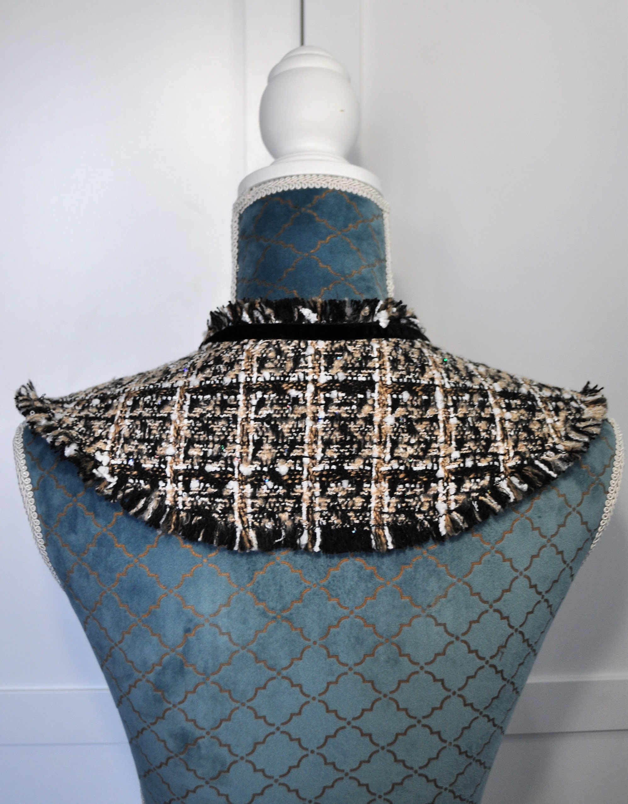 Extra Large Collar Tweed Fringes Collar Plaid Tweed Collar - Etsy